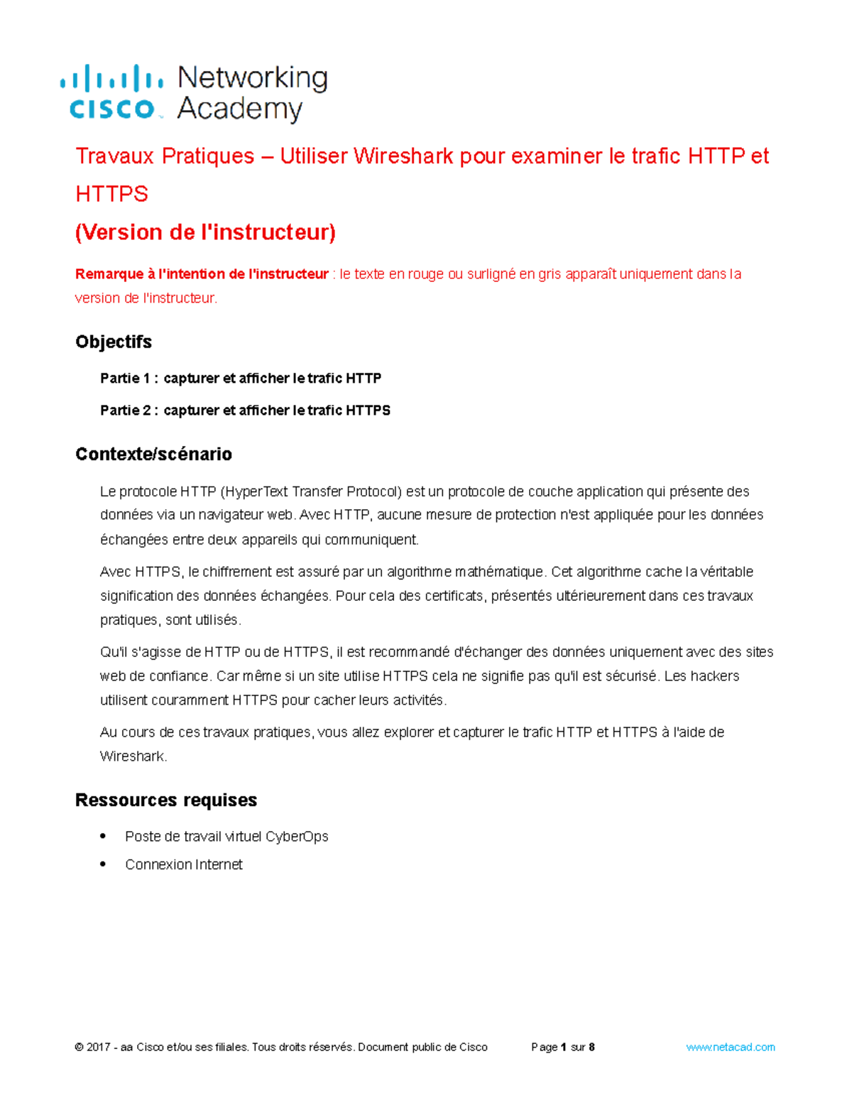 10.6.7 Lab - Using Wireshark to Examine HTTP and Https Traffic - ILM - Copy - Travaux Pratiques ...