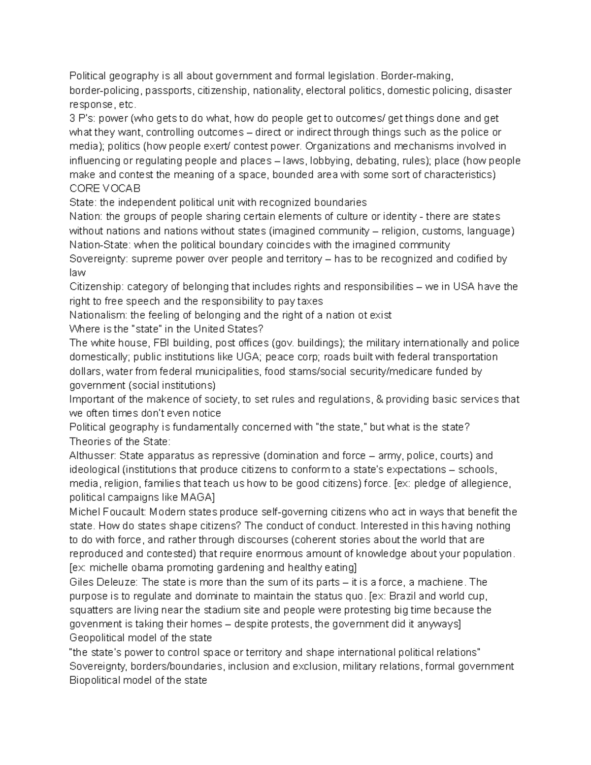 Political Geography 2 - Lecture Notes - Political geography is all ...