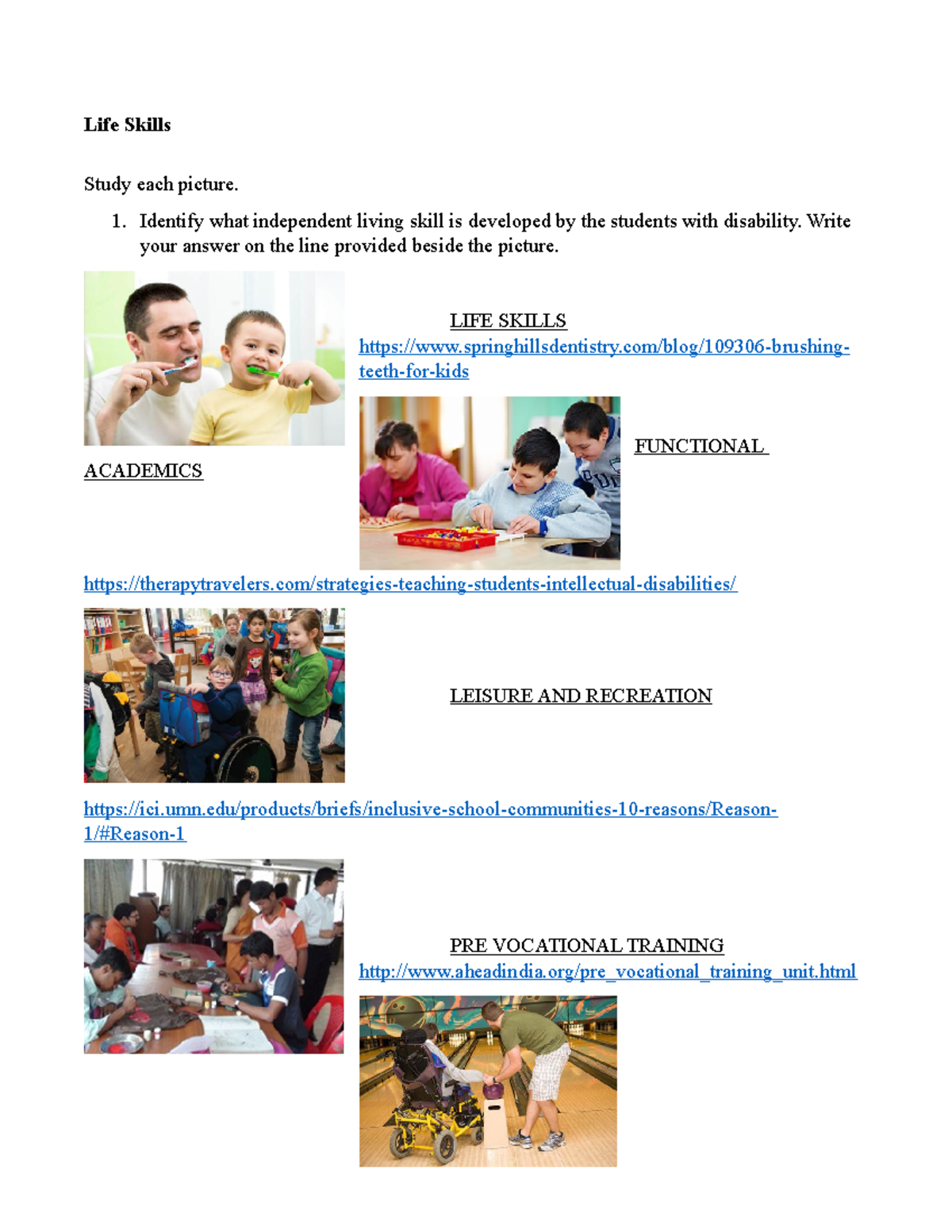 Life Skills - Lecture notes on Transition Education - Life Skills Study ...