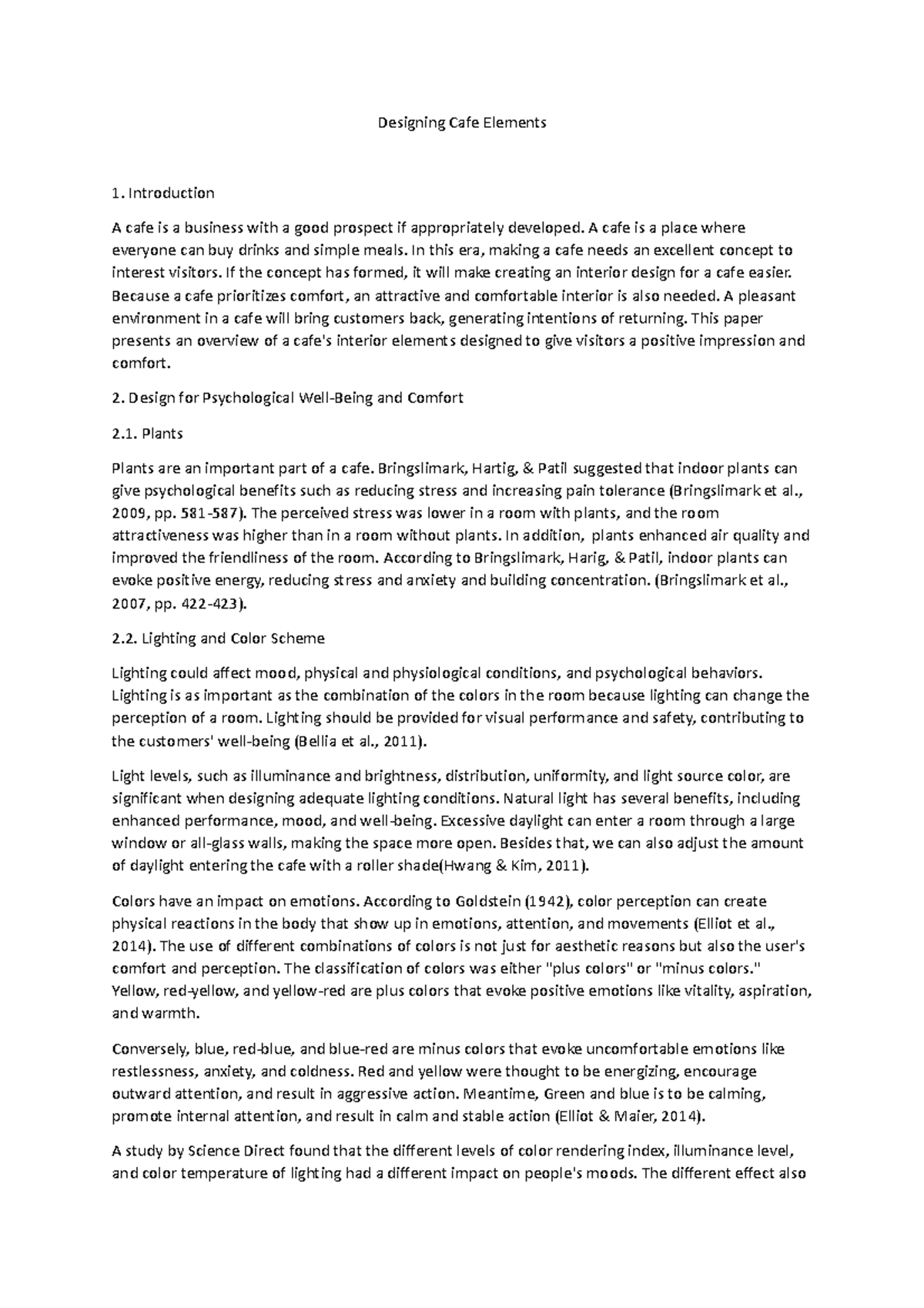 Dokumen 11 - exams 1 - Designing Cafe Elements Introduction A cafe is a ...