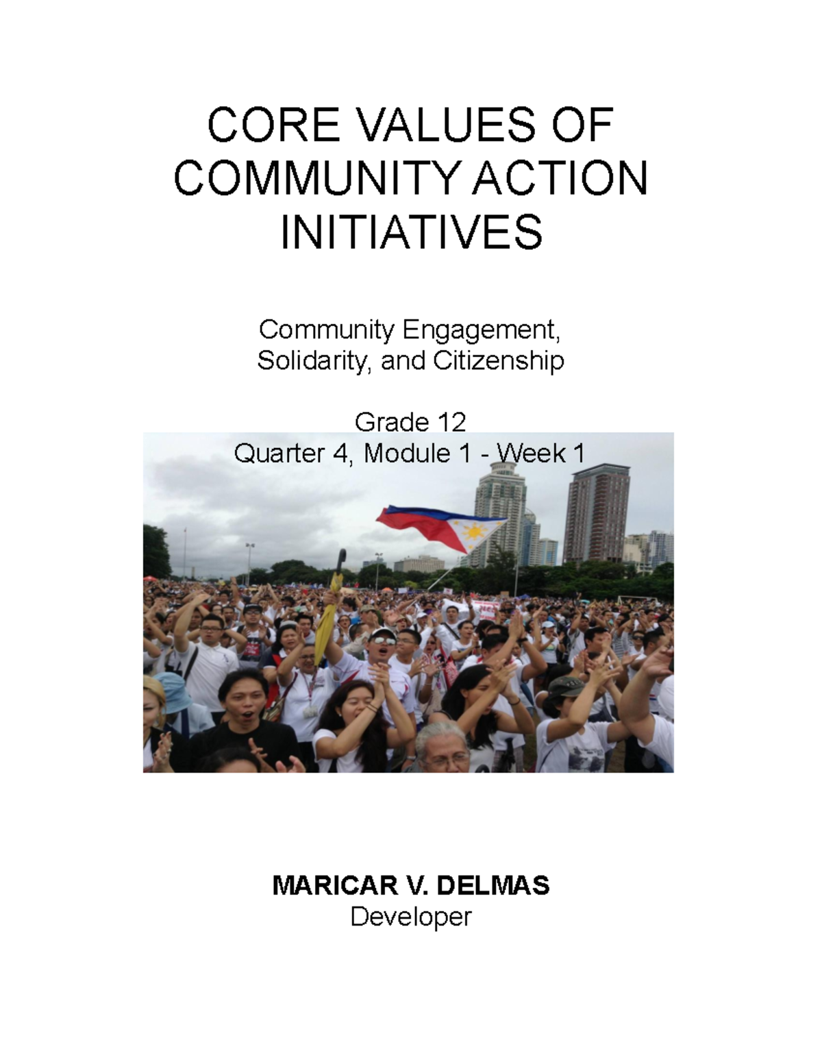 CESC Quarter 4 Module 1 Week 1 Community Action Edit 7 - CORE VALUES OF ...