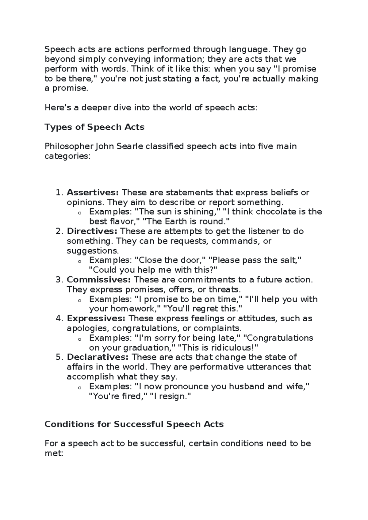 Speech acts - IT CAN HELP AS A GUIDE FOR REPORTING ACTIVITY - Speech ...