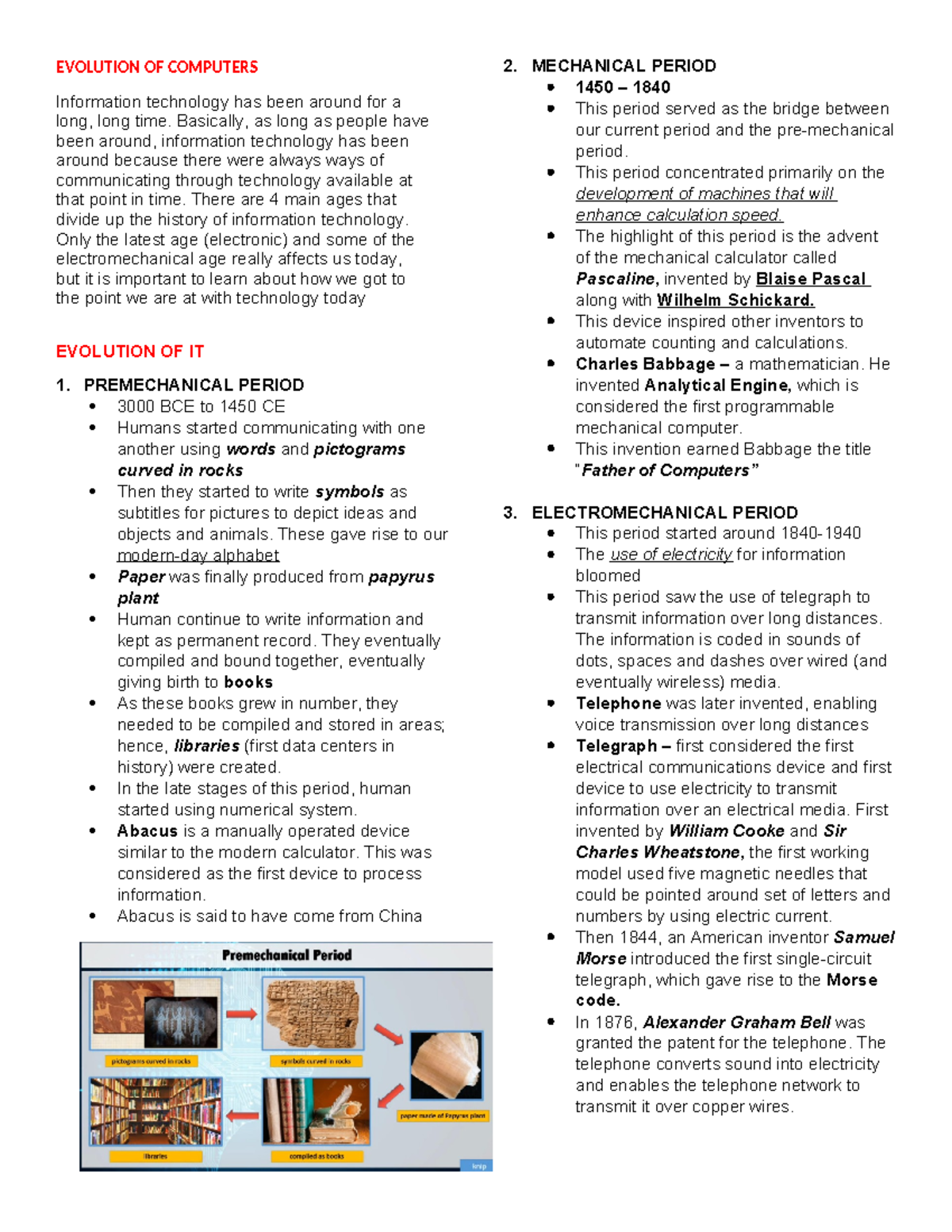 IT APP MIDTERMS Reviewer .2 - EVOLUTION OF COMPUTERS Information ...