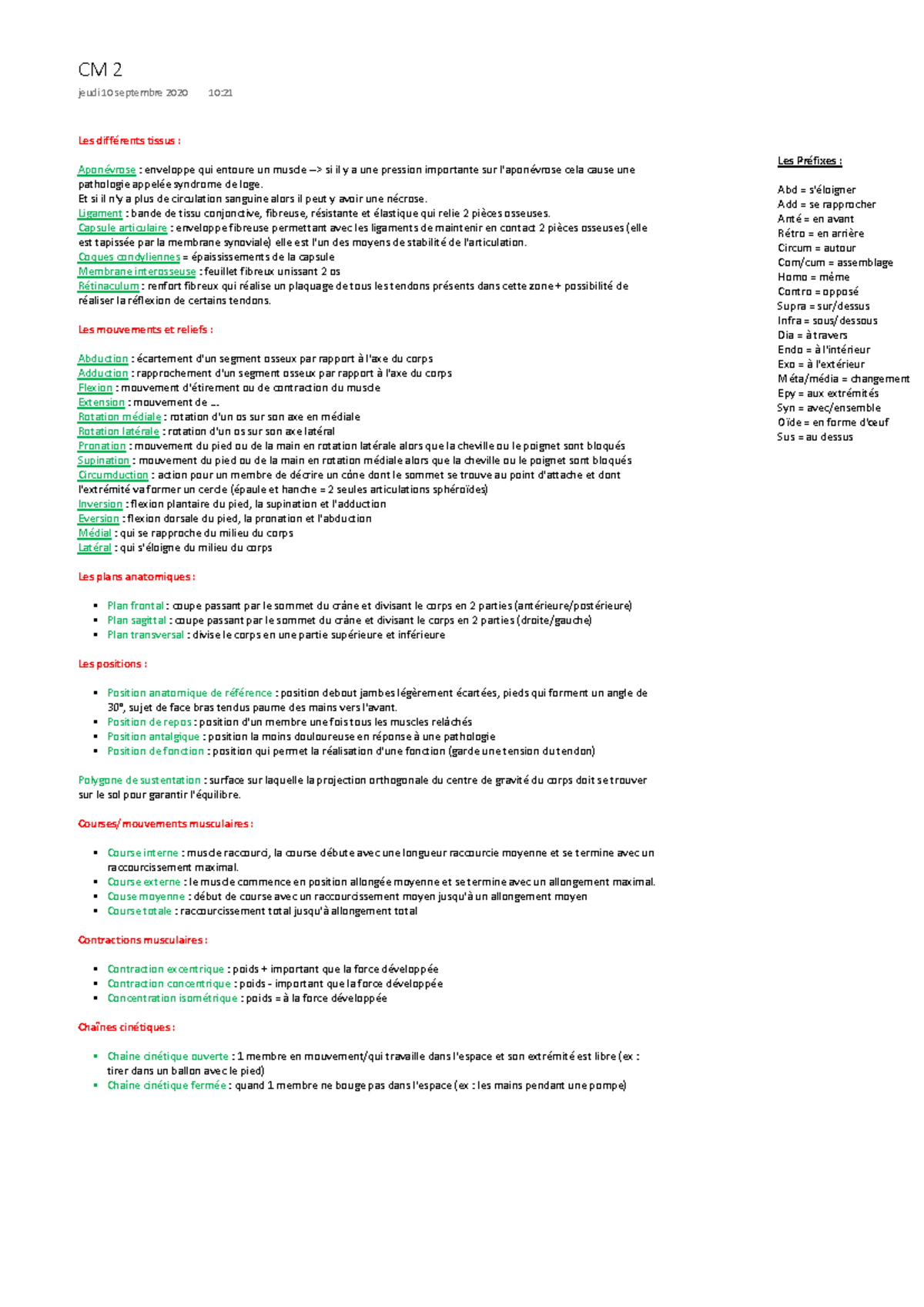 CM2 Anatomie - Notes de cours 2 - ĞƐ ĚŝĨĨĠƌĞŶƚƐ ƚŝƐƐƵƐ ͗ - Studocu