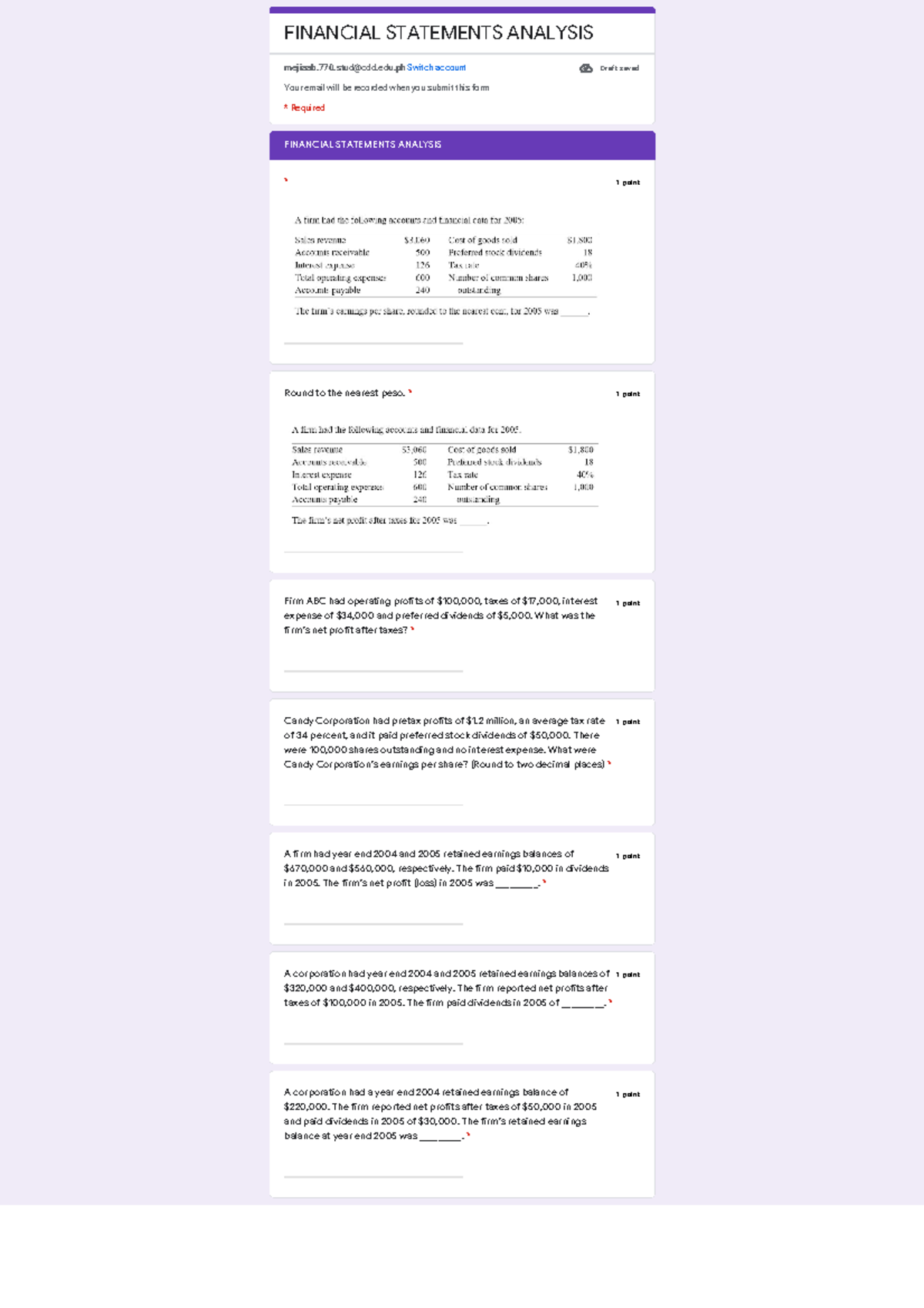 Financial-statements-analysis - FINANCIAL STATEMENTS ANALYSIS 1 point 1 ...