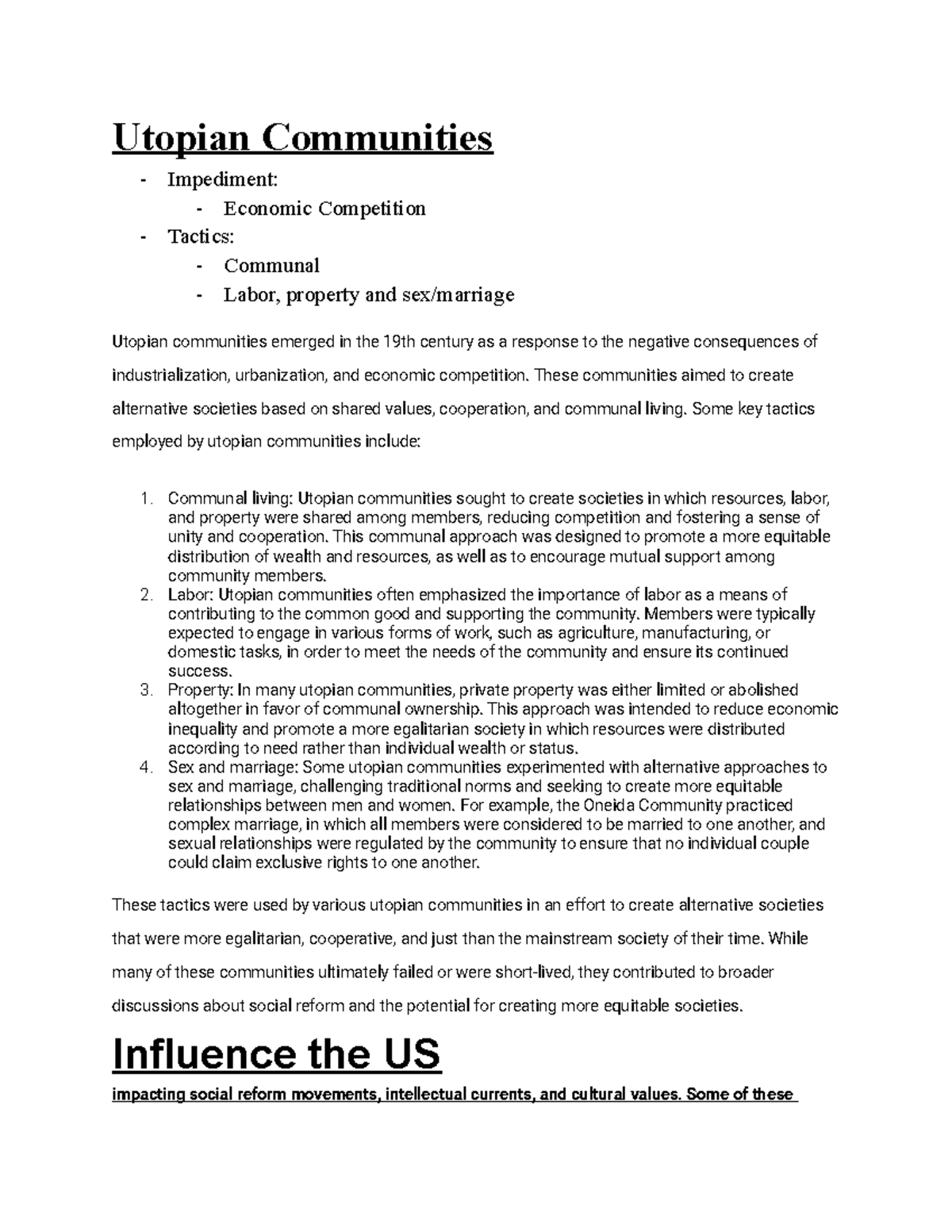Utopian Communities and how it influenced the US Key Questions - Utopian Communities ...