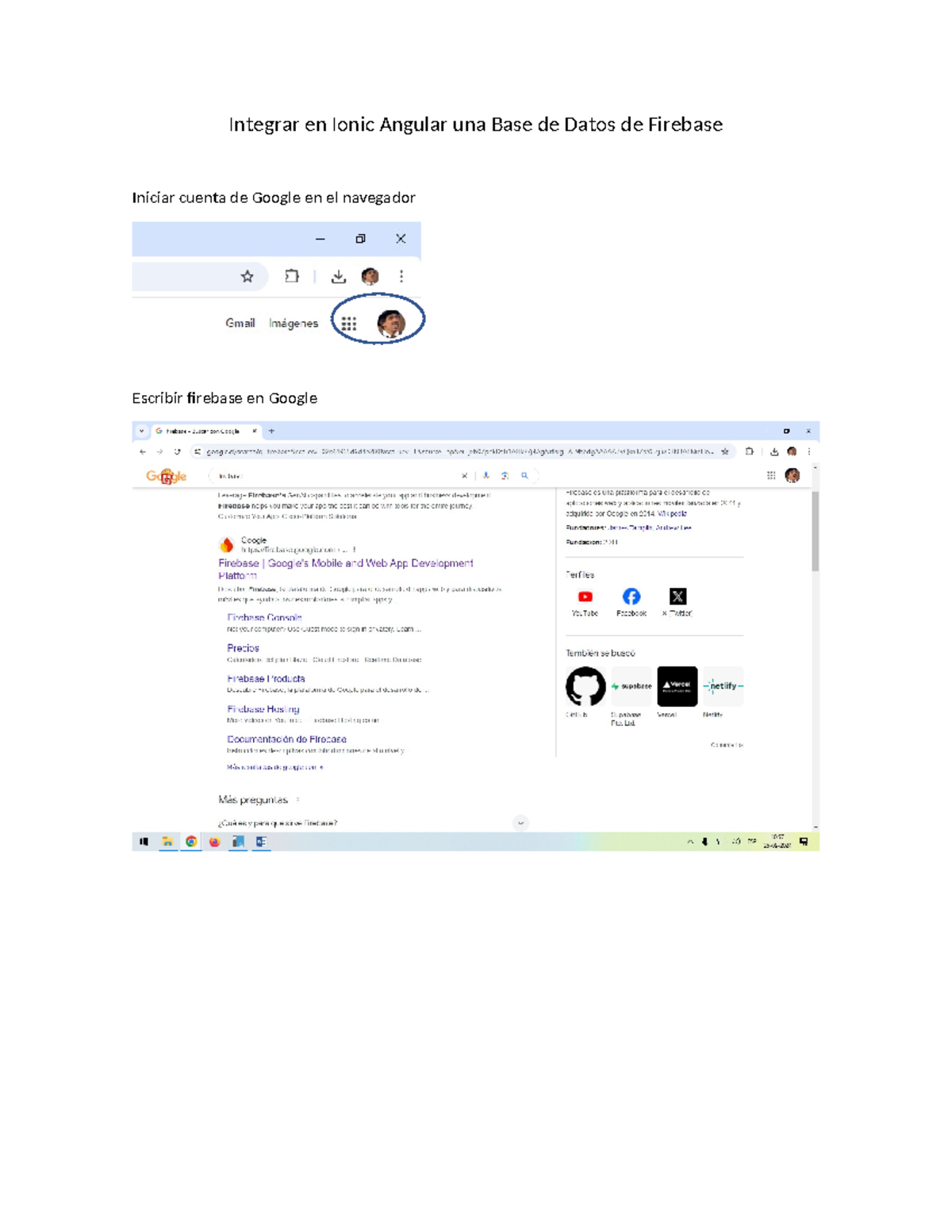 Integrar en Ionic Angular una Base de Datos de Firebase - Studocu