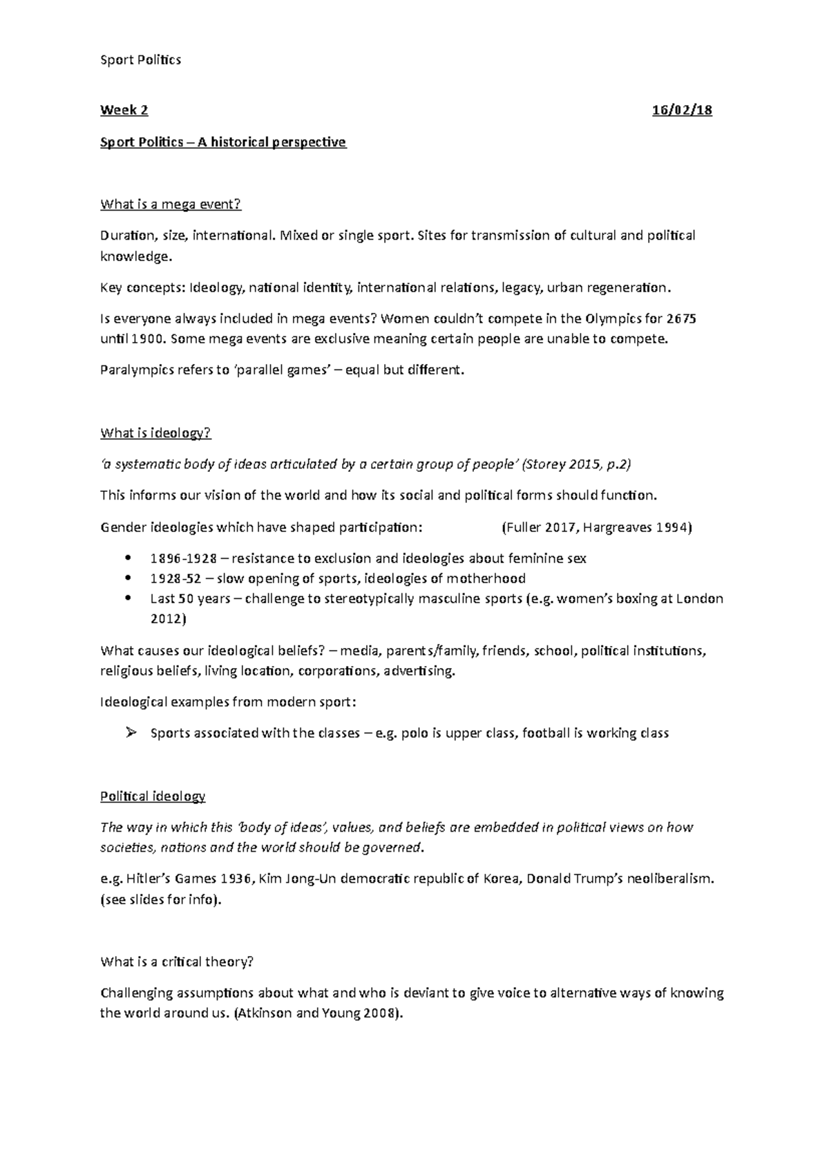 Week 2 Lecture Notes - What is ideology?Brief history of political ...