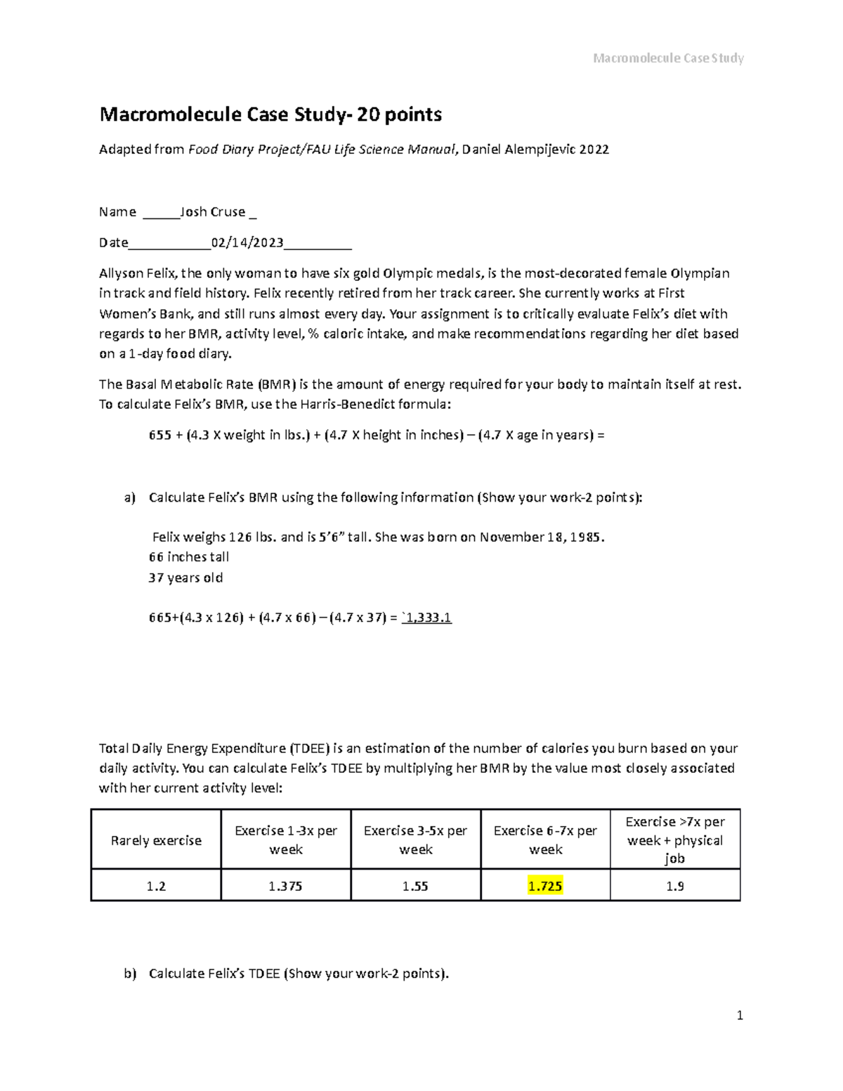 Macromolecules Case Study BSC 1010 L 2022 - Macromolecule Case Study ...