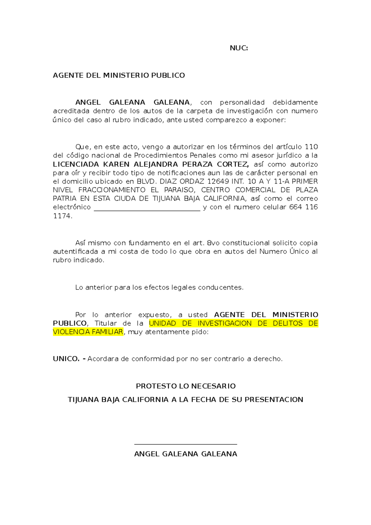 Carta Poder Alejandra MP - NUC: AGENTE DEL MINISTERIO PUBLICO ANGEL ...