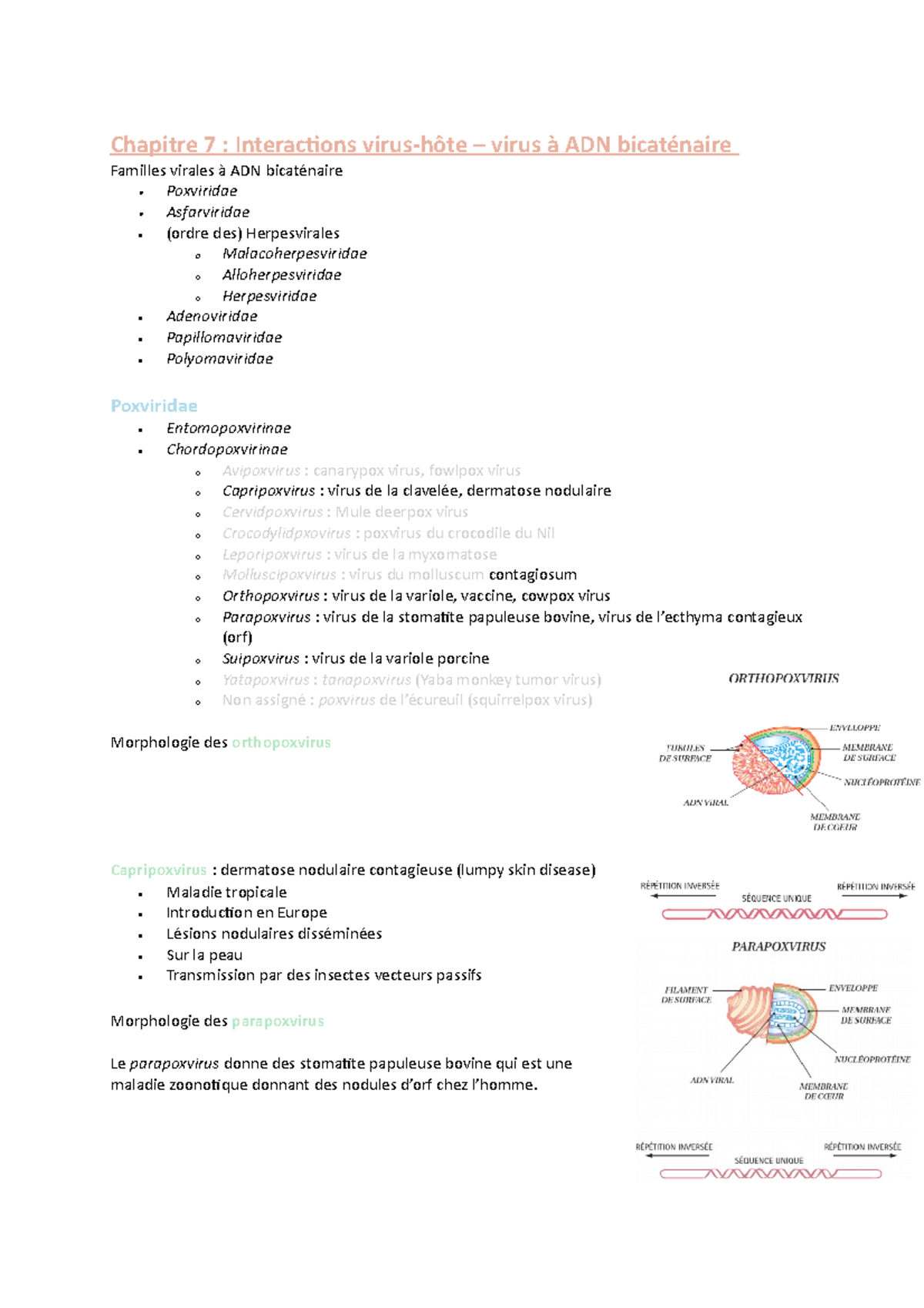 Chapitre 7 - Cours de virologie - Chapitre 7 : Interactions virus-hôte – virus à ADN bicaténaire ...