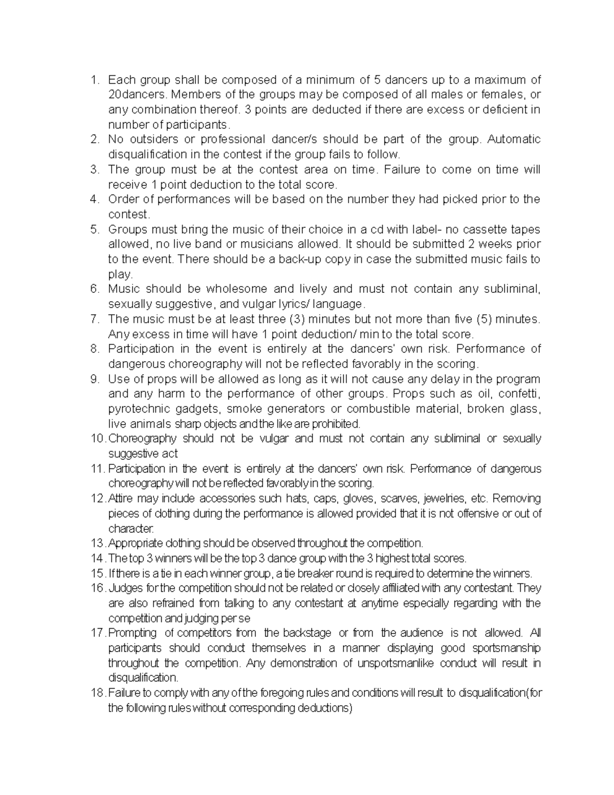Guildlines - QEQ WEW - Each group shall be composed of a minimum of 5 ...