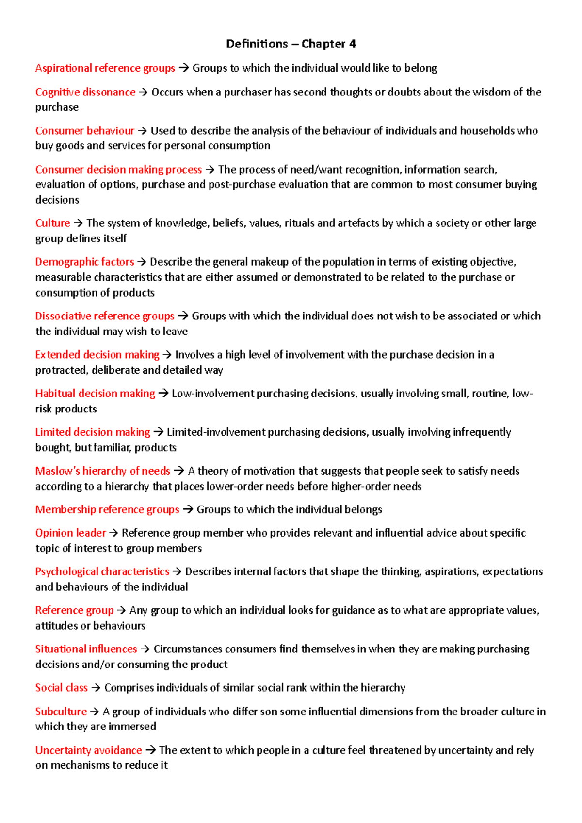 Chapter 4 textbook definitions - Definitions – Chapter 4 Aspirational ...