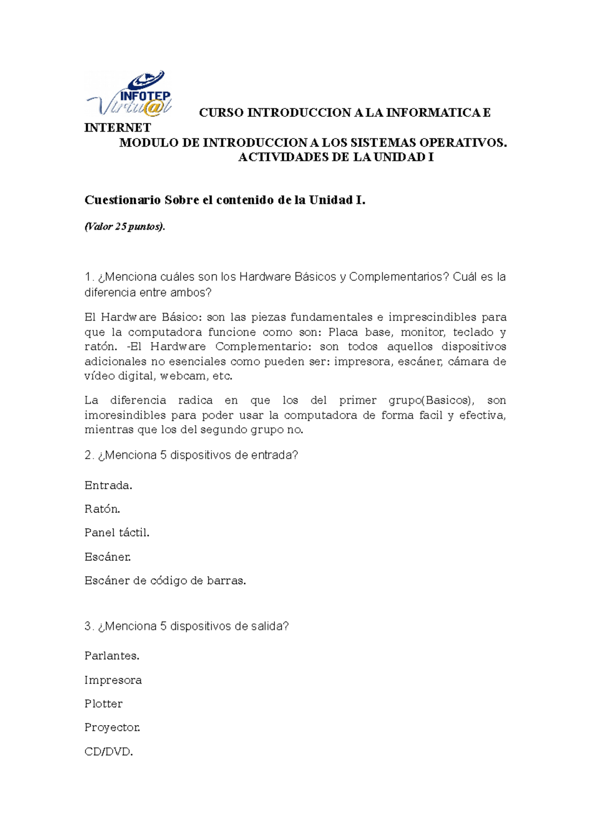 Ejercicio 1 Del M dulo 2 Infotep Modulo 2 CURSO INTRODUCCION A LA