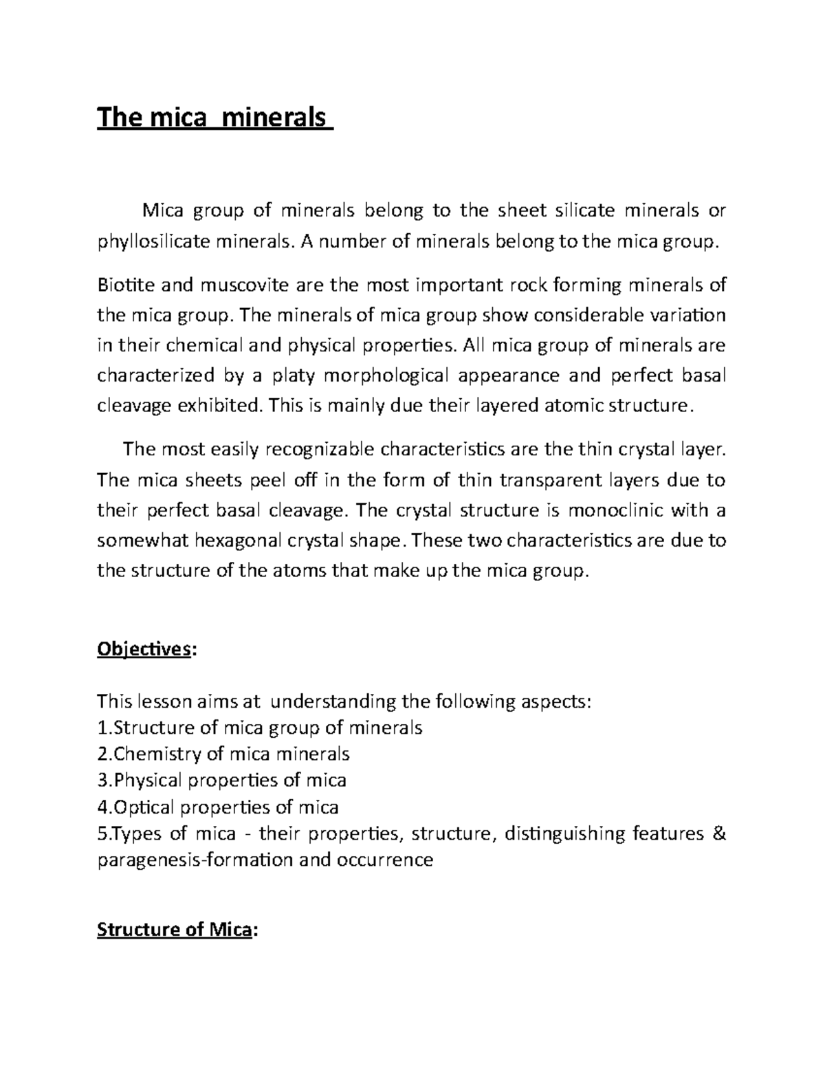 Mica Group - The mica minerals Mica group of minerals belong to the ...