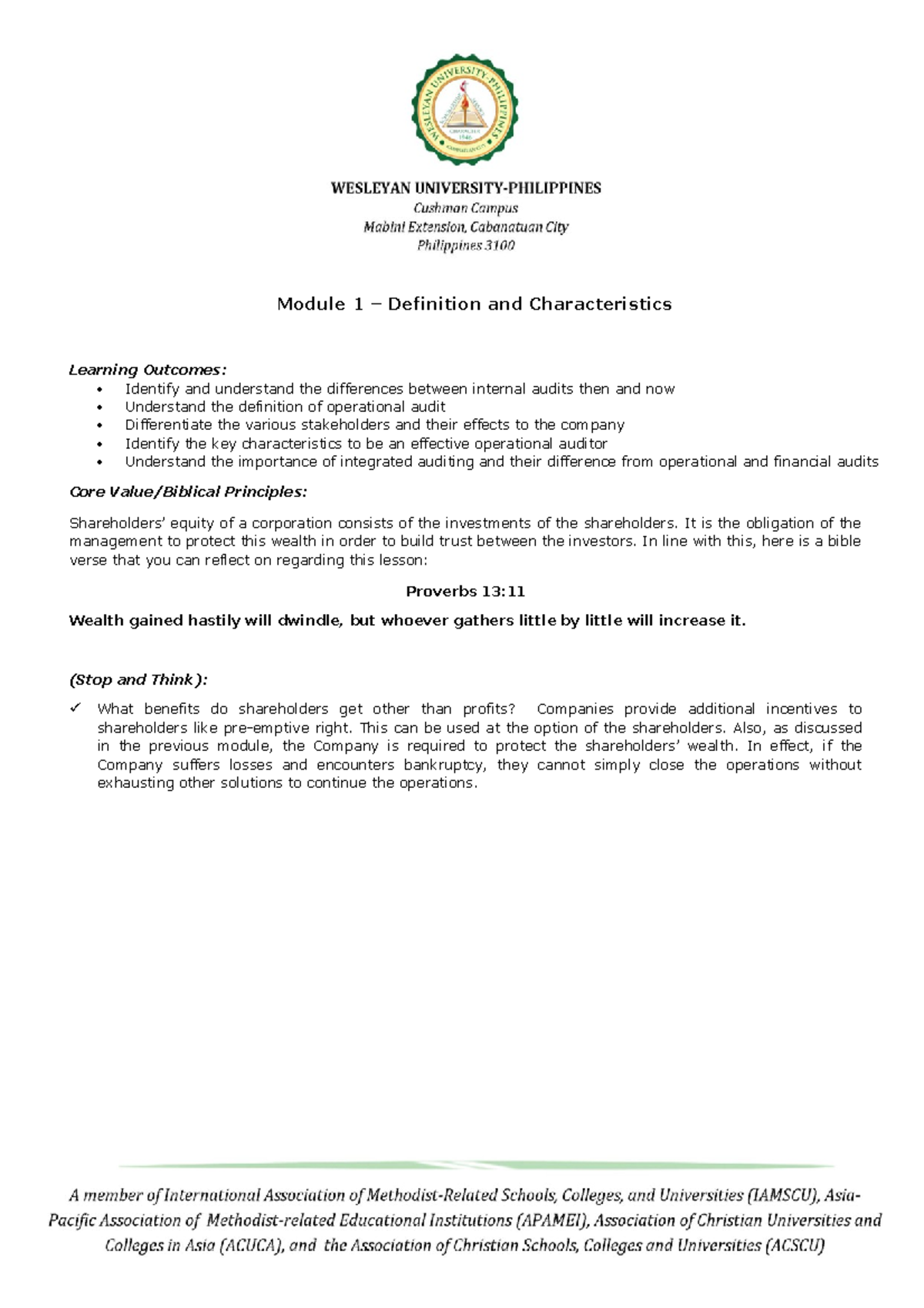 Module 1 Definition and Characteristics 1 1 - Learning Outcomes: Module ...