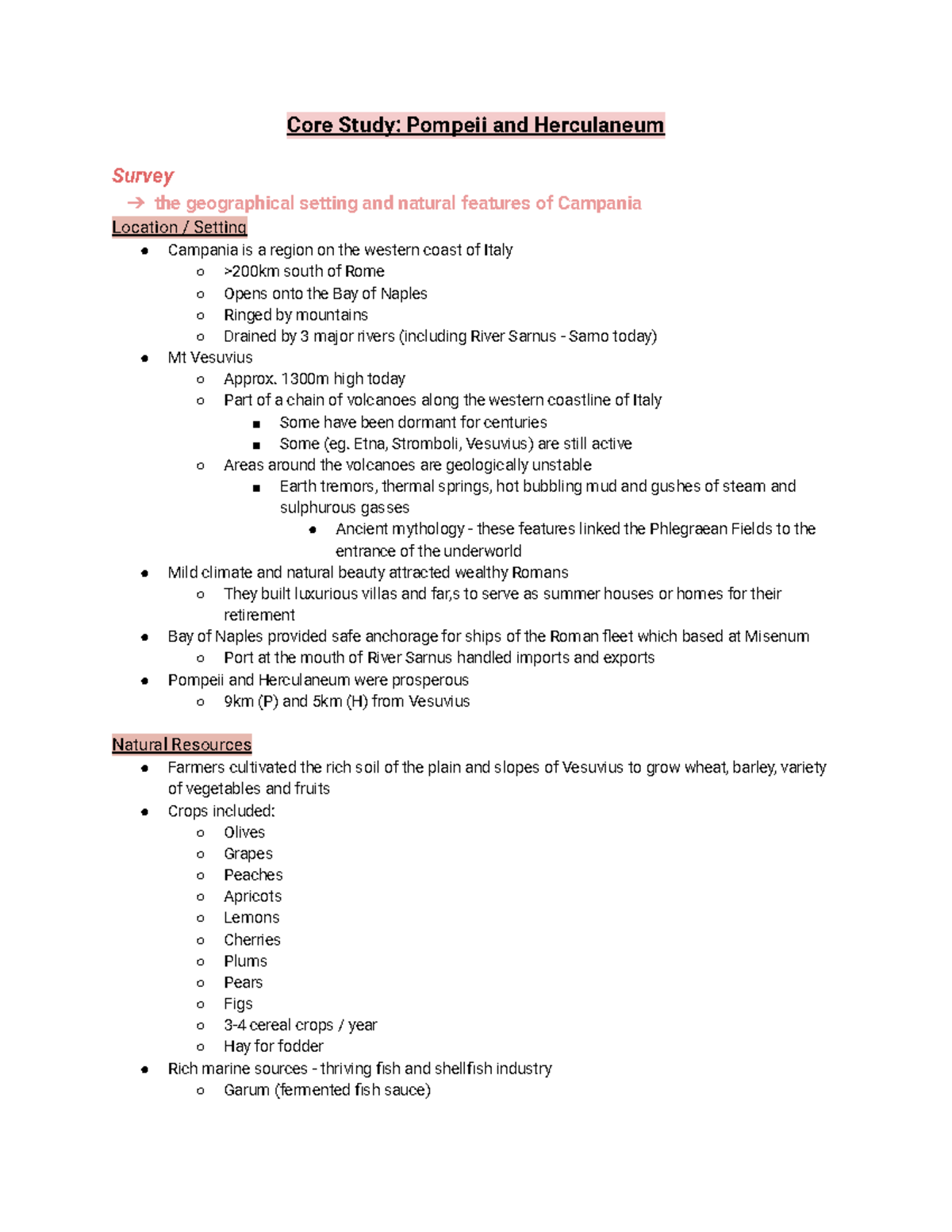 Core Study Pompeii and Herculaneum - Core Study: Pompeii and ...