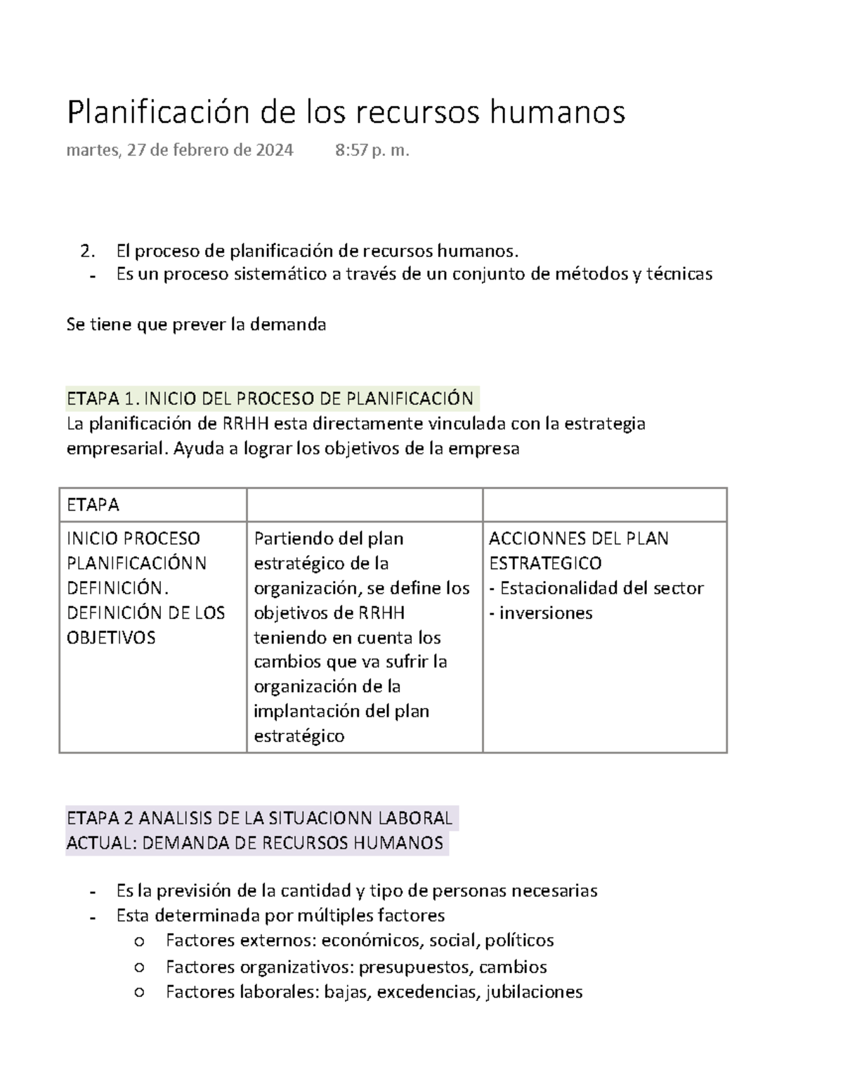 Planificación de los recursos humanos - El proceso de planificación de recursos humanos. Es un ...
