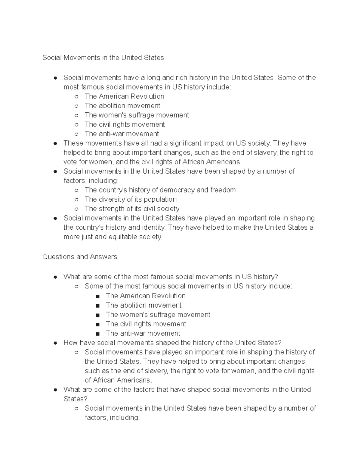 SOCY 332, Lecture 7 - Social Movements in the United States Social ...