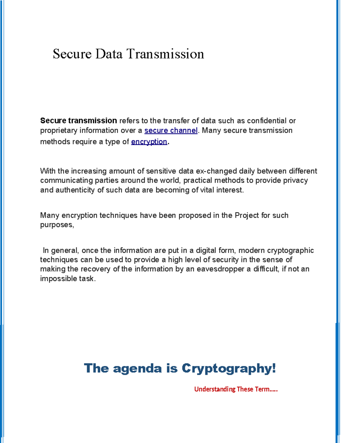 Secure Transmission - Information security notes - Secure transmission ...