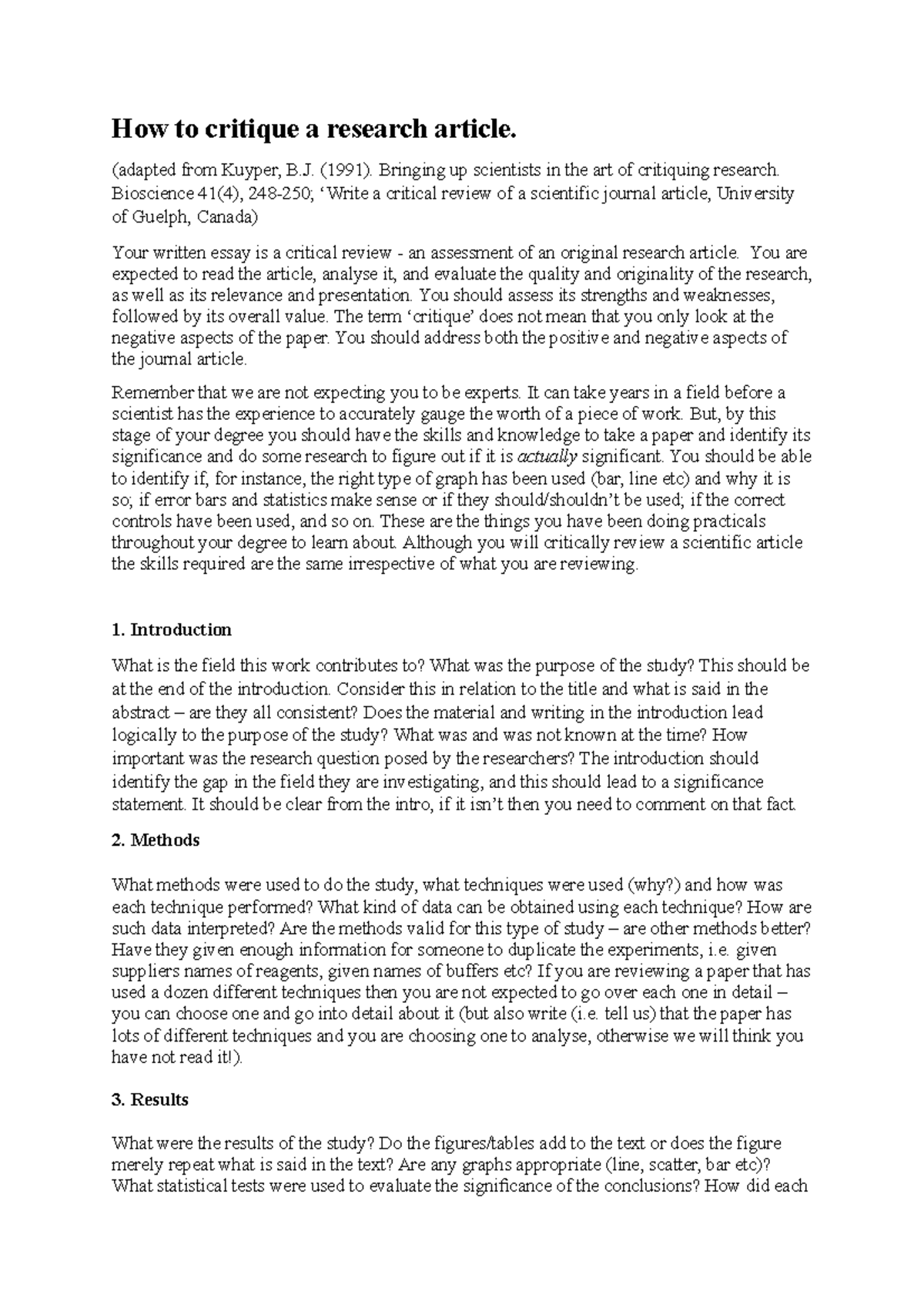 How to critique an article 2022 - How to critique a research article ...