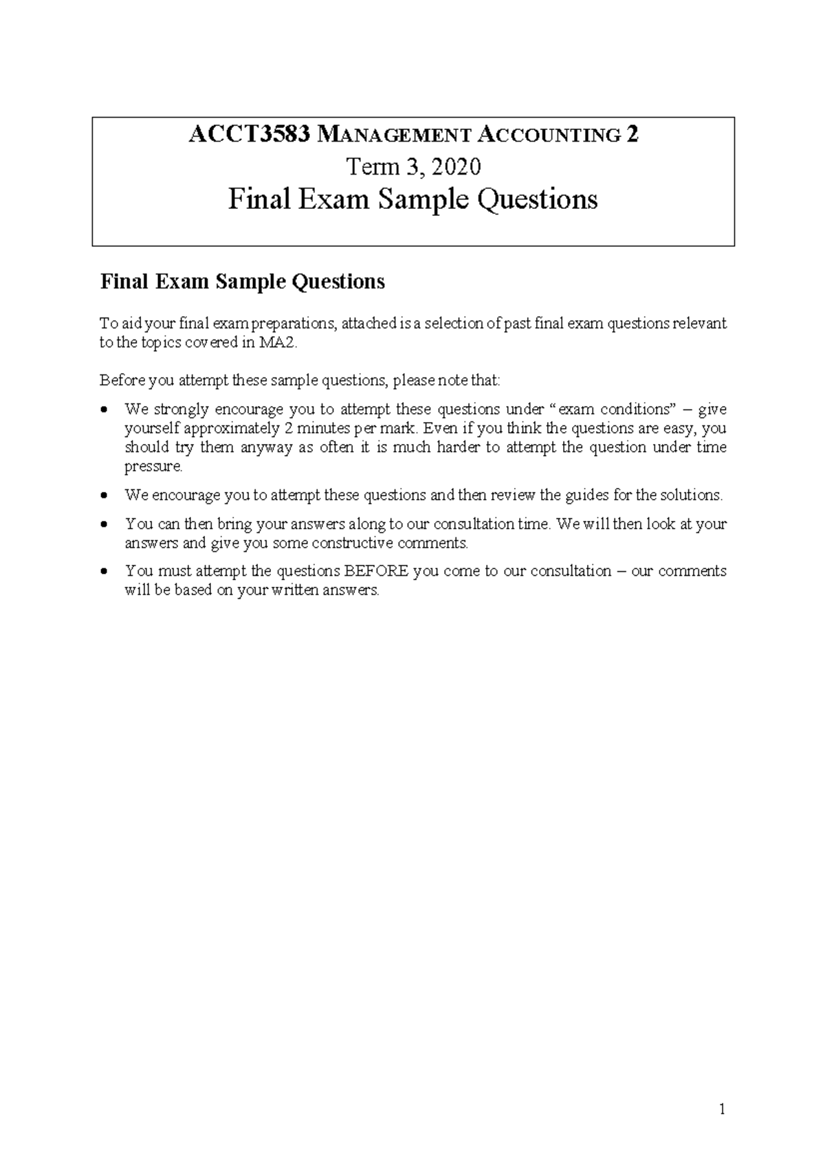 Final Exam Sample Questions T3-2020 - Final Exam Sample Questions To ...