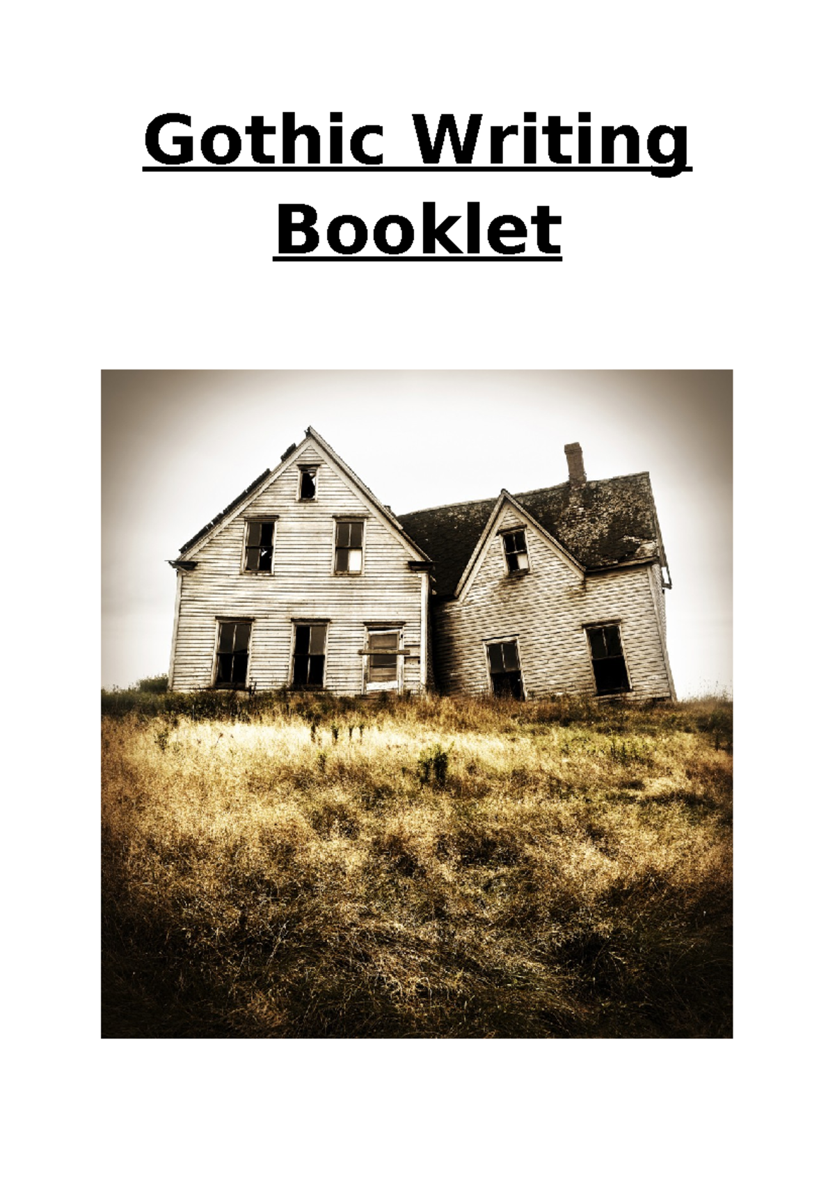 Gothic Writing Booklet - Gothic Writing Booklet Gothic Monster one ...