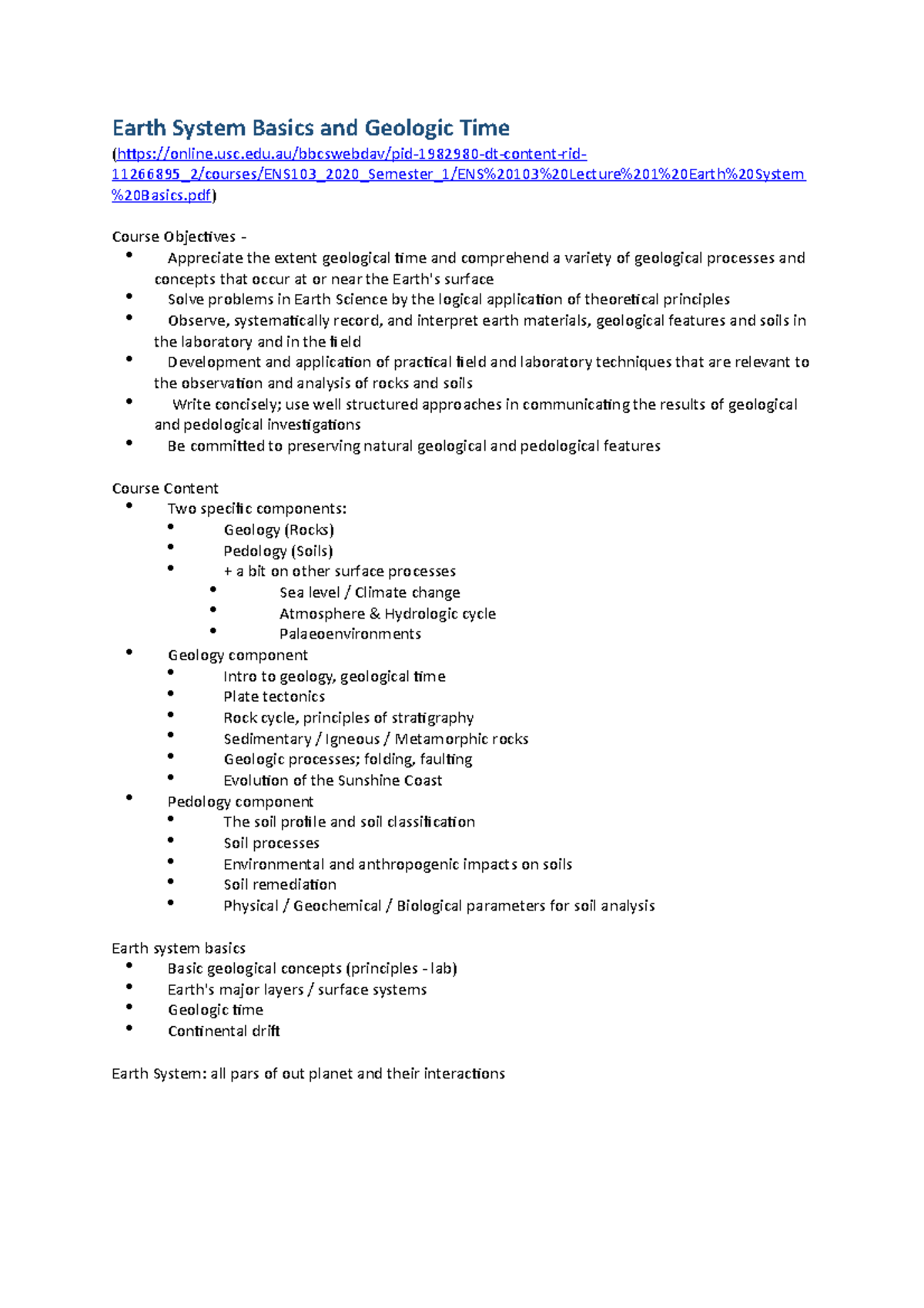 ENS103 Lecture 1 - Earth System Basics and Geologic TIme - Earth System ...