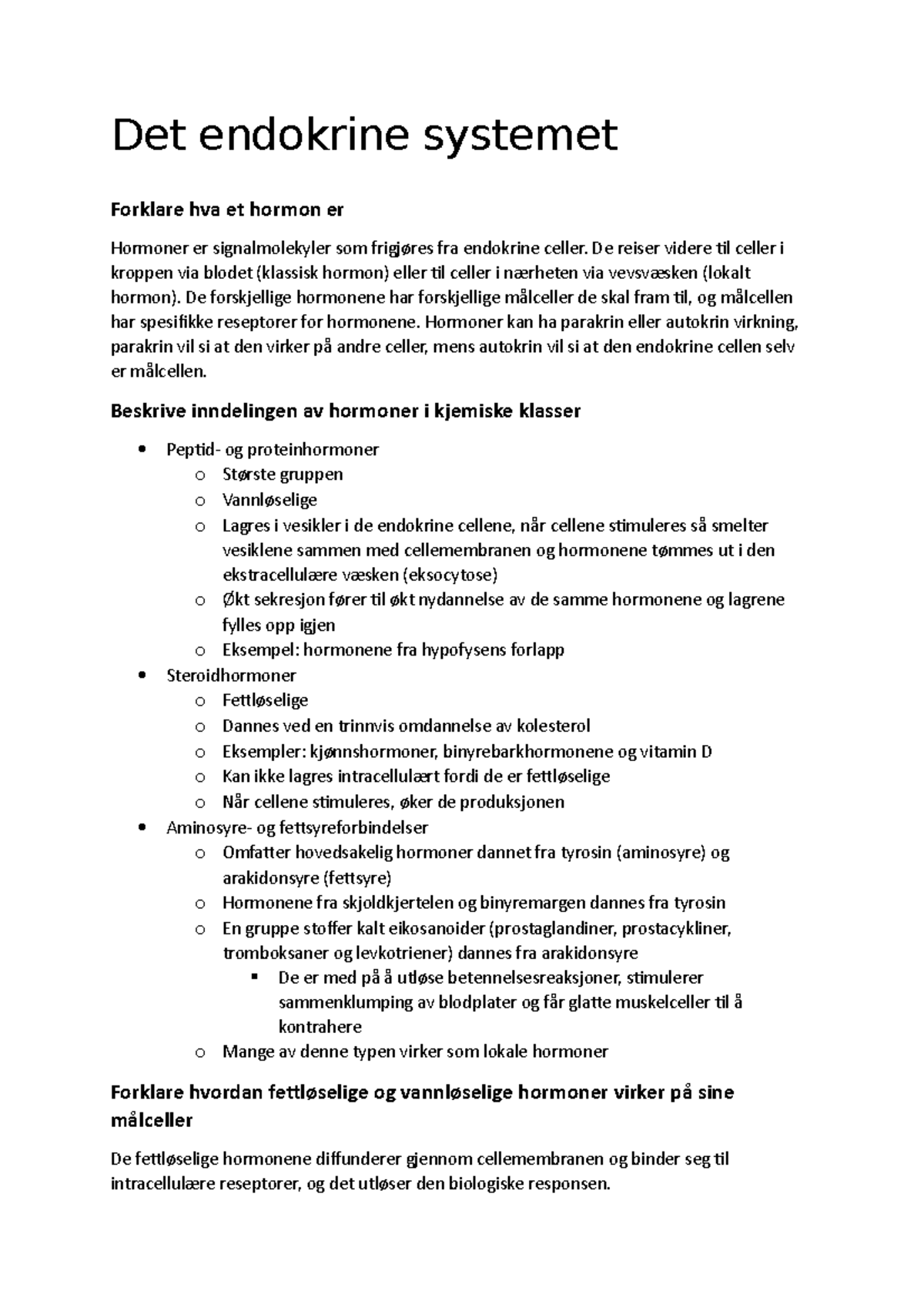 Det endokrine systemet - De reiser videre til celler i kroppen via ...