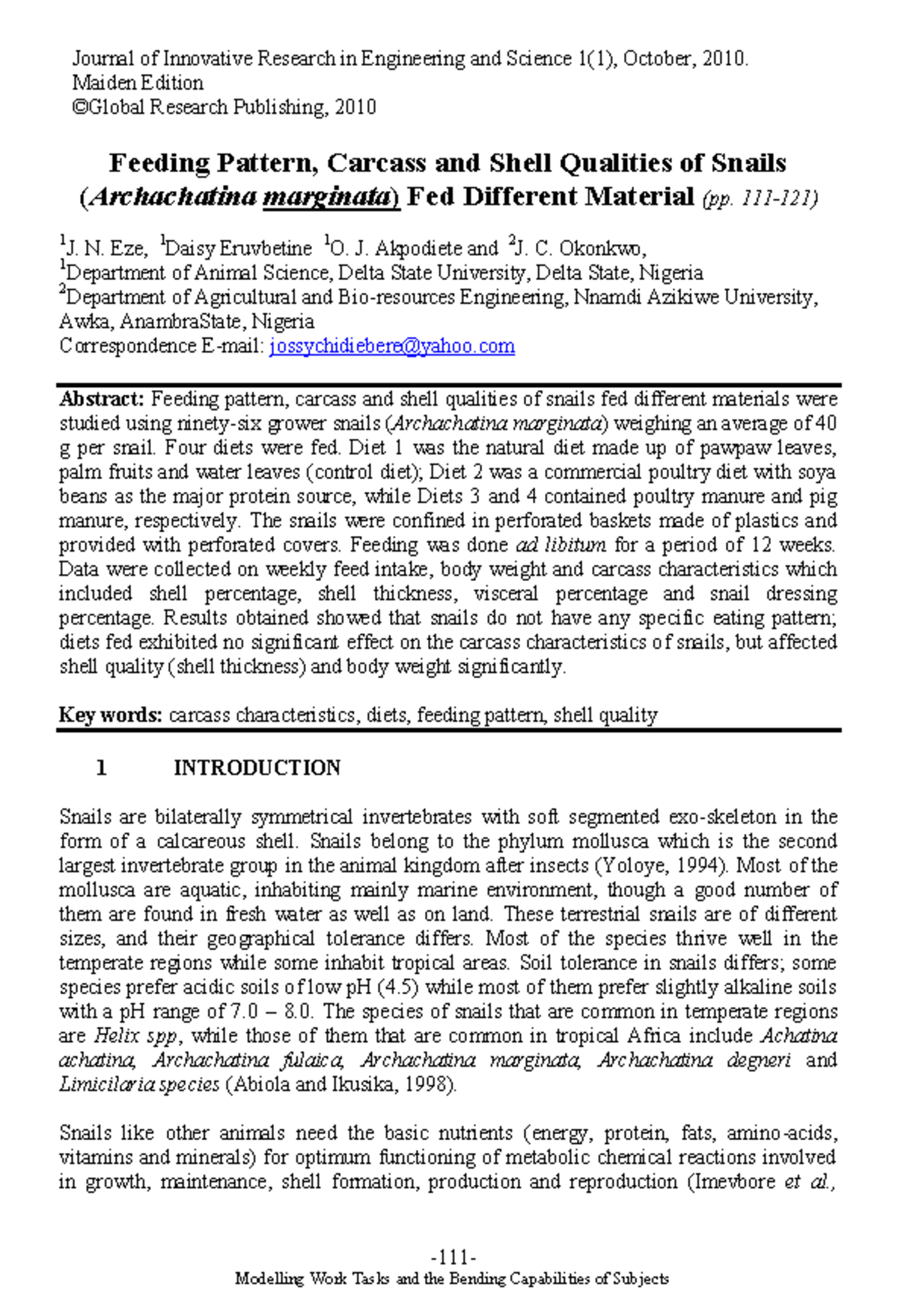 Articulo - Crianzas. - Feeding Pattern, Carcass and Shell Qualities of ...