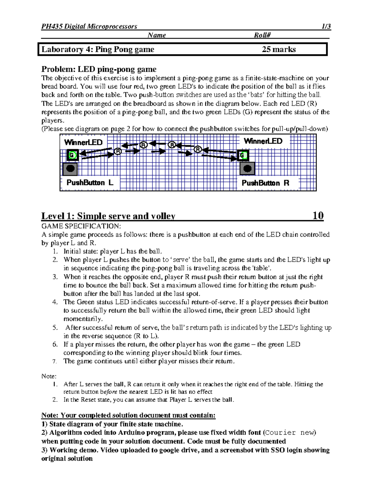 Lab 04: End Sem Ping Pong - _PH435 Digital Microprocessors 1/ - Studocu