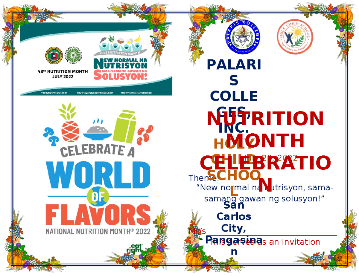 July-29 nutrition month - July 29, 2022 Theme: “New normal na nutrisyon ...