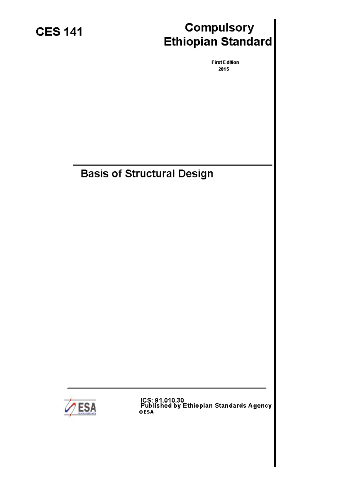 CES 141-2015 Basis of Structural Design - CES 141 Compulsory Ethiopian ...