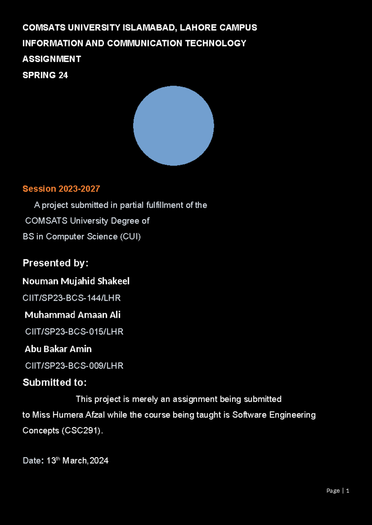 SEC assignment - Summary software engenering concept - COMSATS ...