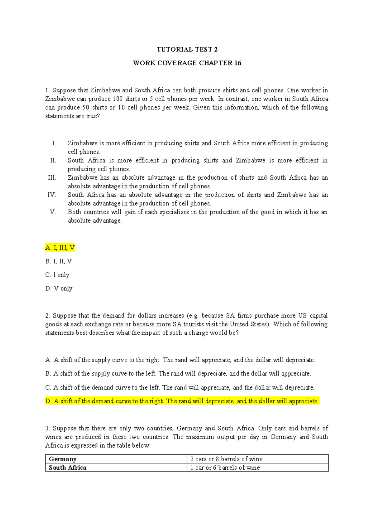 ECO10X2 Tutorial TEST 2 Chap 16 MEMO - TUTORIAL TEST 2 WORK COVERAGE ...