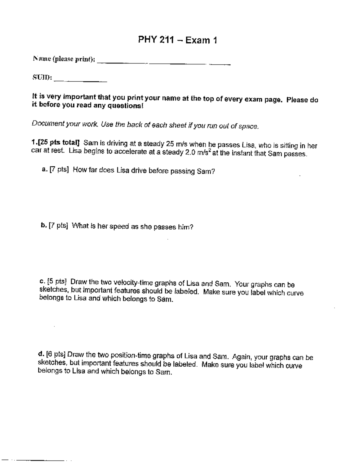 Exam1 practice 2013 - PHYS1032/1033 - Studocu