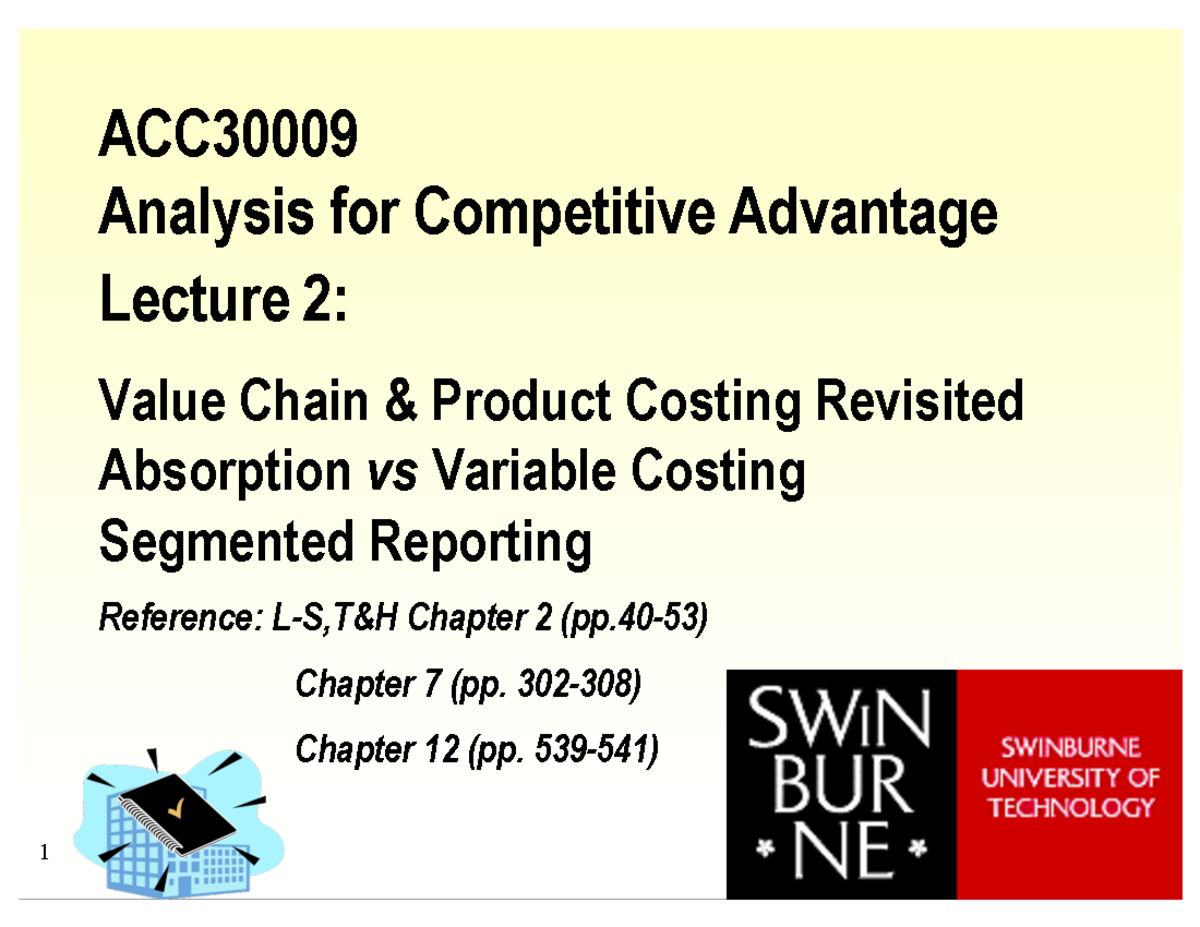 ACC30009 Lecture Slides 2 S2 2024 - ACC Analysis for Competitive ...