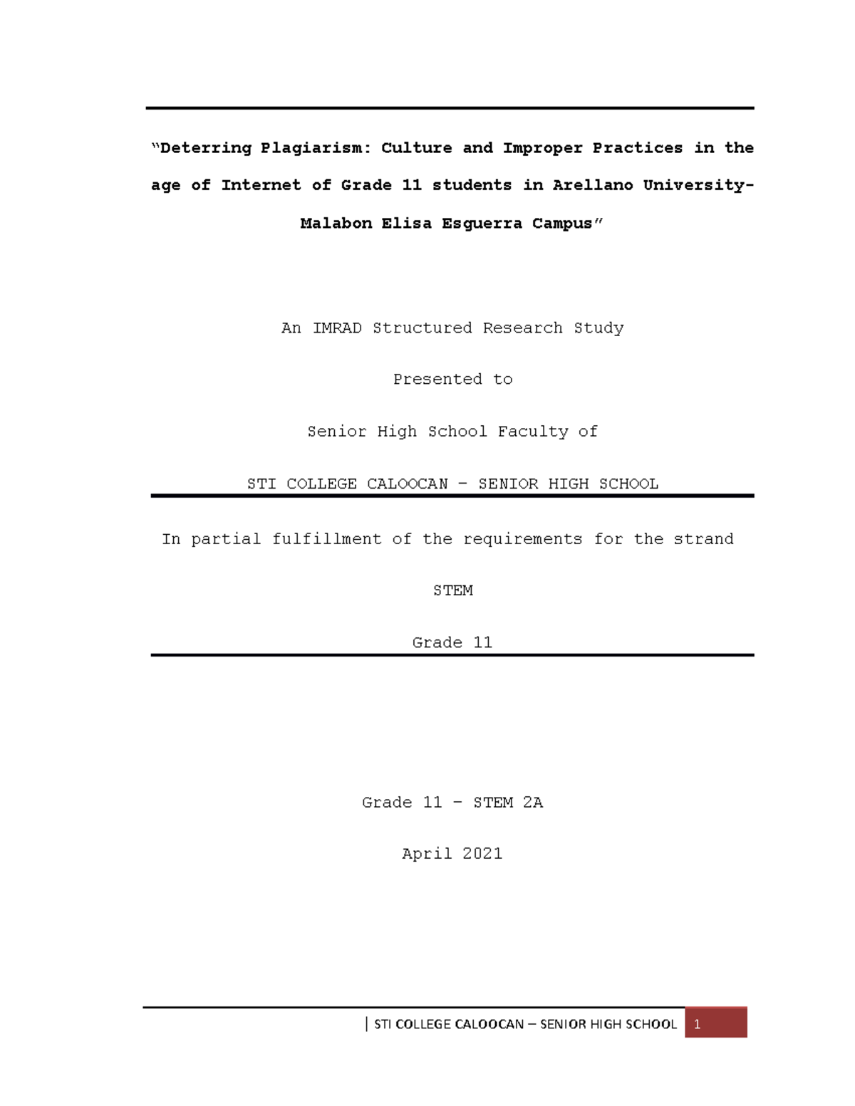 Imrad - Practical Research - “Deterring Plagiarism: Culture and ...