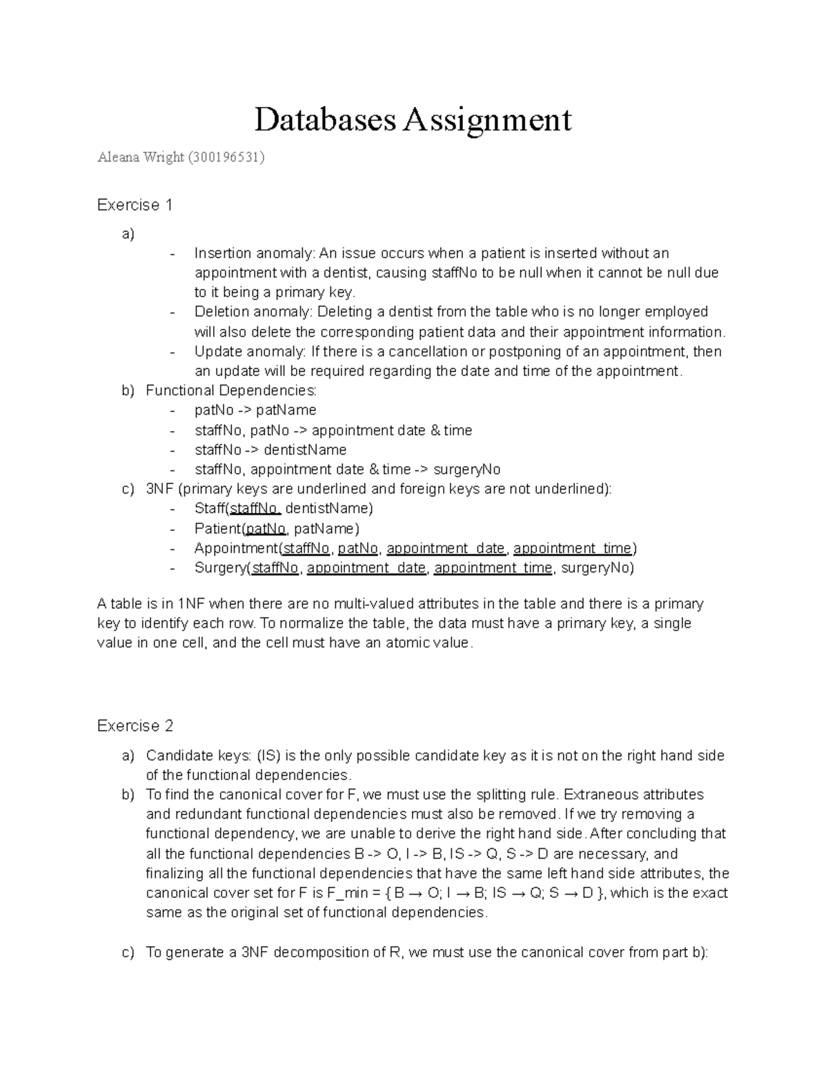 Databases Assignment 1 CSI2132, University of Ottawa - Databases ...