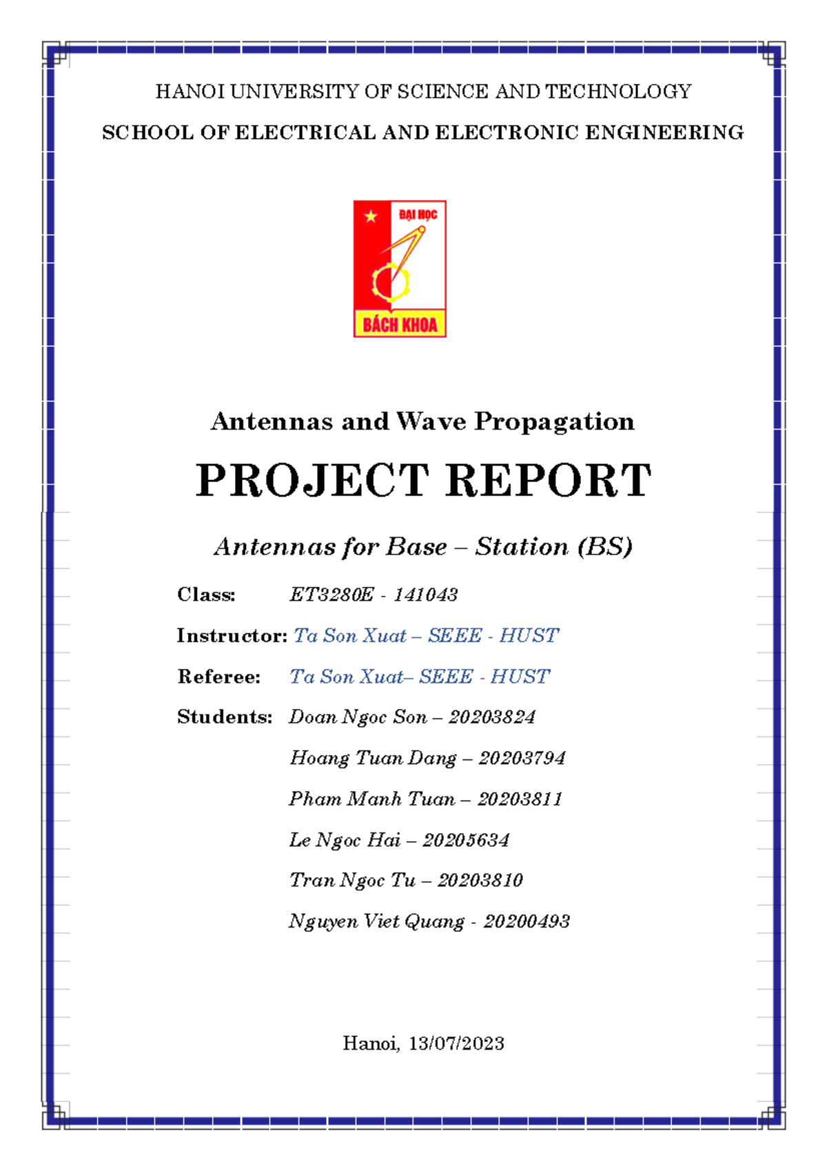 Report Sample K65 - 0 HANOI UNIVERSITY OF SCIENCE AND TECHNOLOGY SCHOOL ...