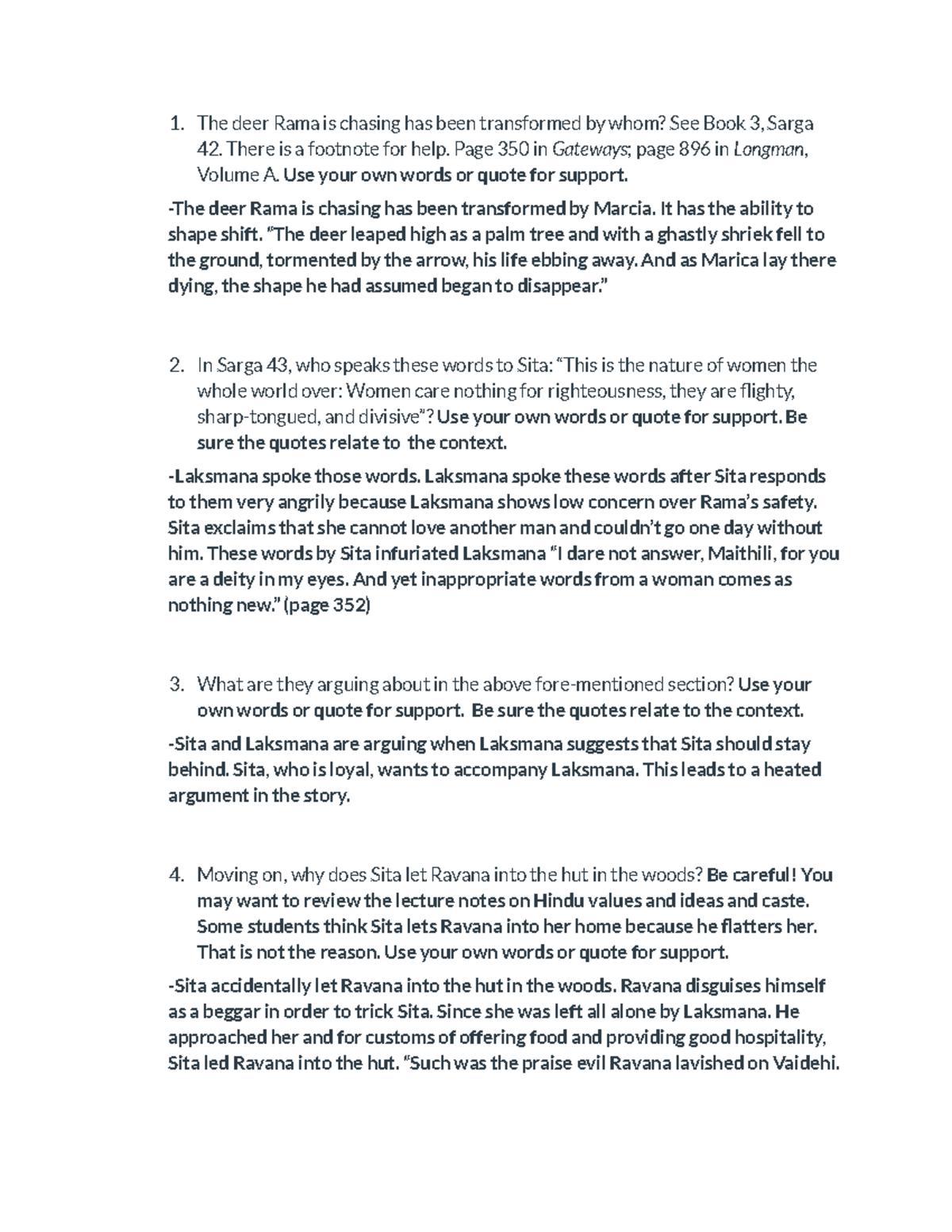 Second Ramayana assignment - The deer Rama is chasing has been ...