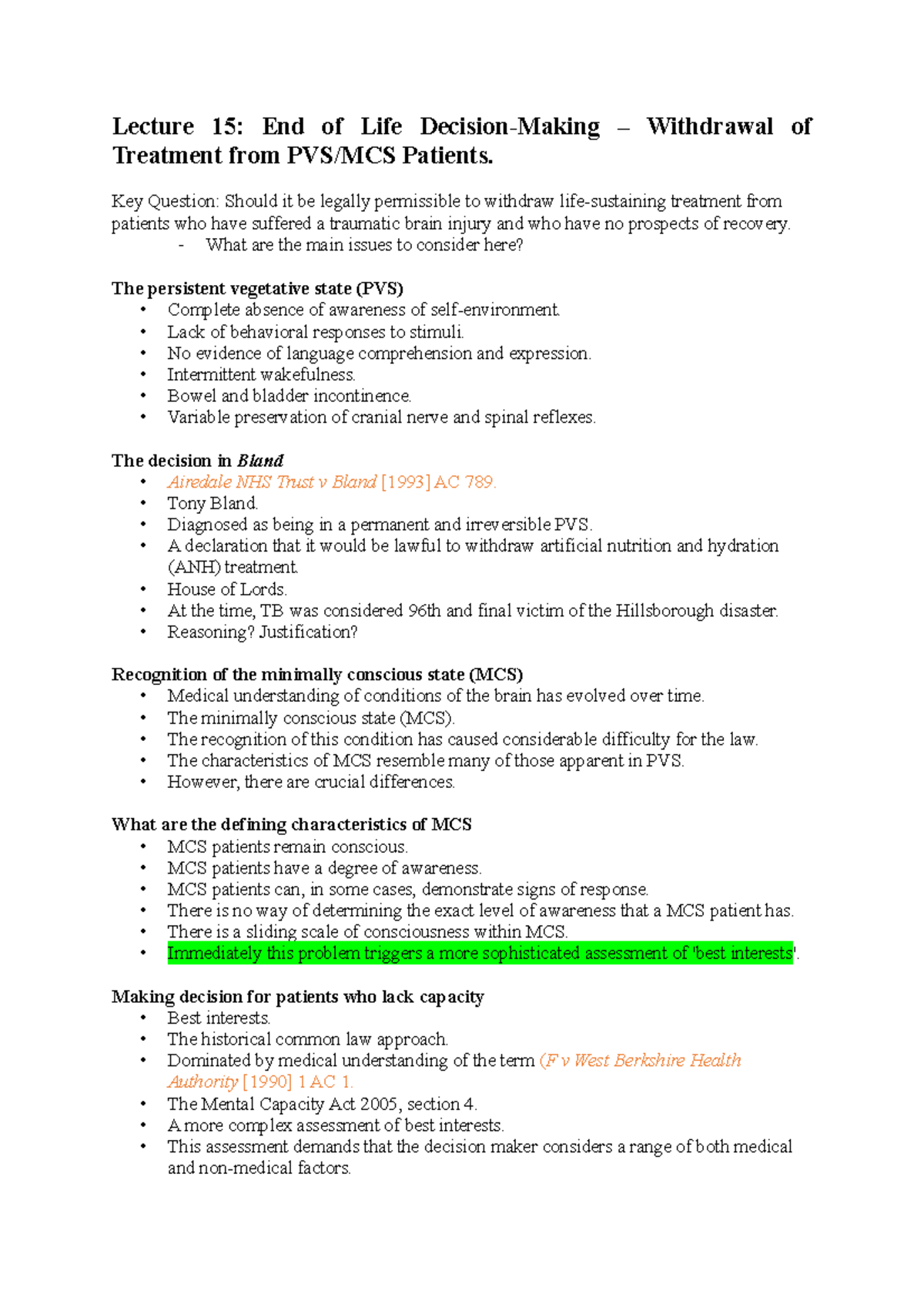 End of Life Decision Making 1 - Lecture 15: End of Life Decision-Making ...