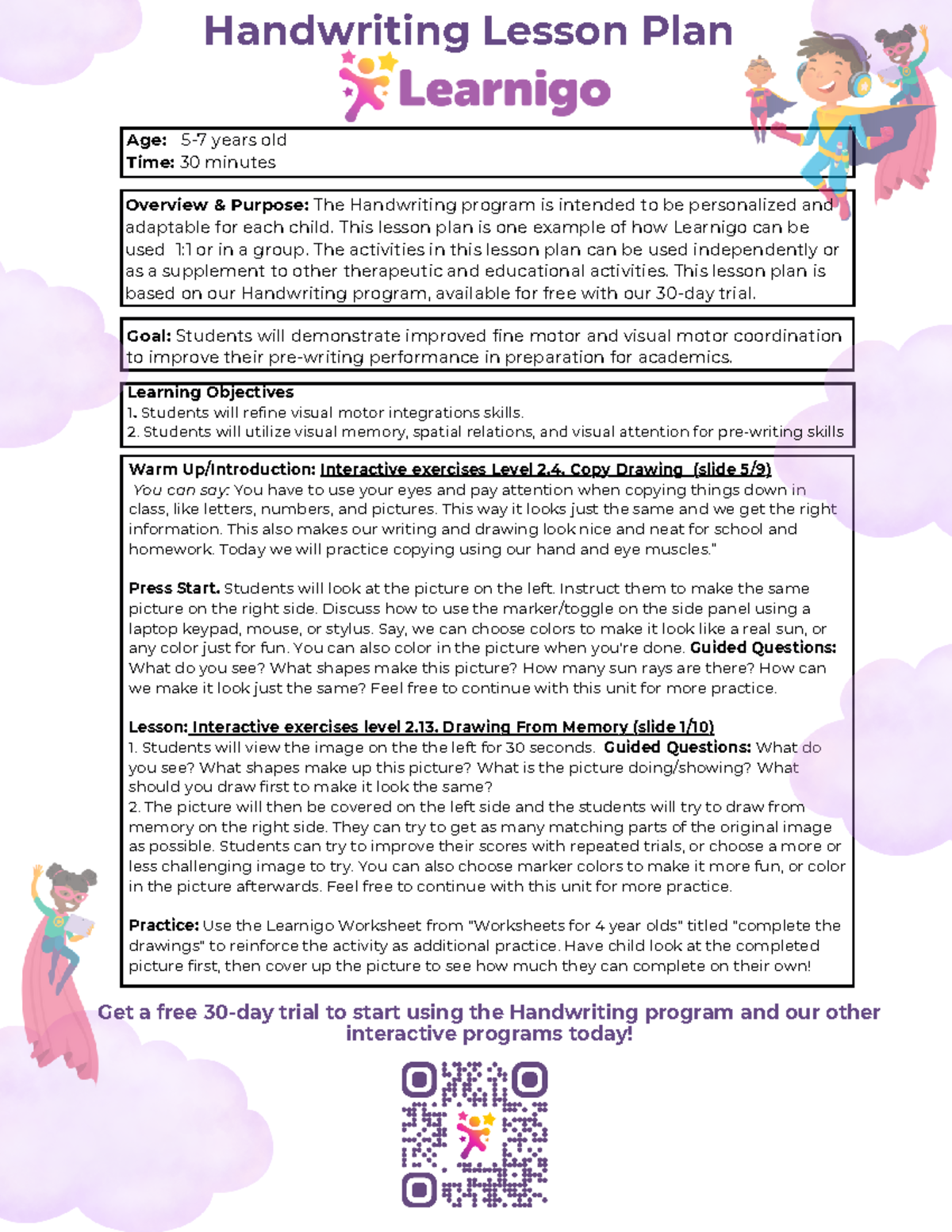 Handwriting-Lesson-Plan - Warm Up/Introduction: Interactive exercises ...