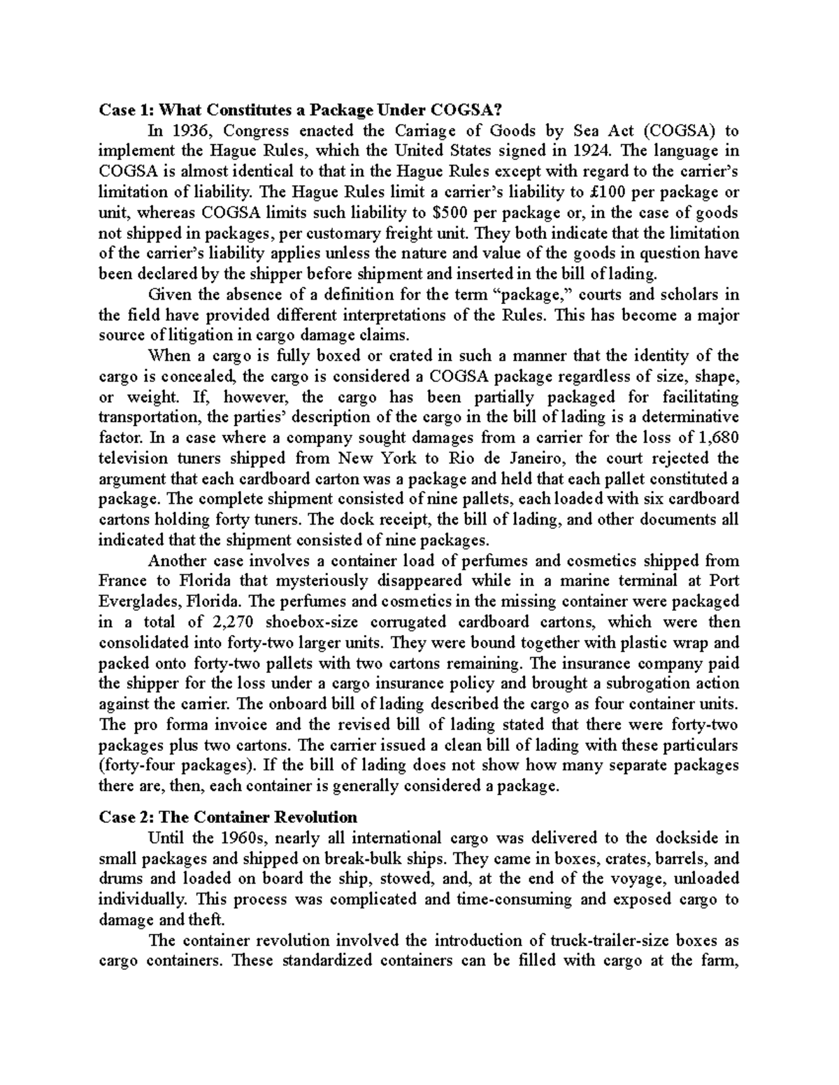 Case Study - Chapter 9 - yeah - Case 1: What Constitutes a Package ...