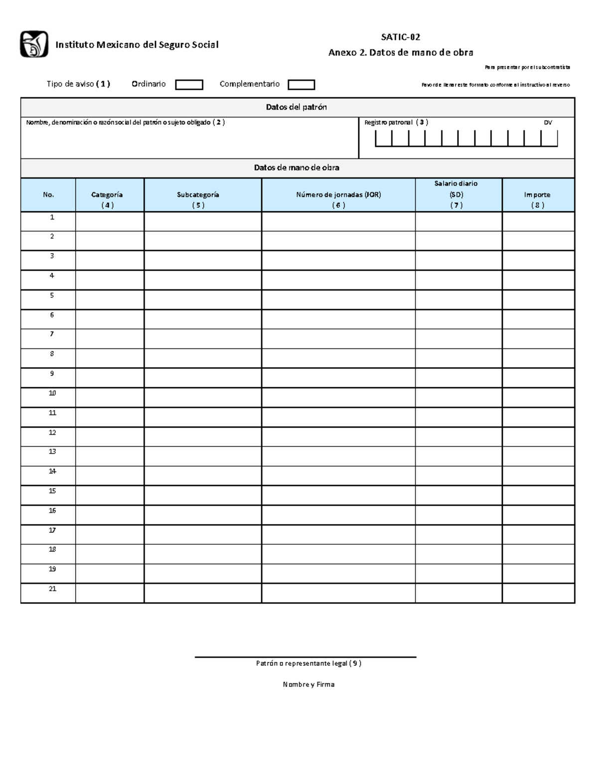 Satic 02 - Instituto Mexicano del Seguro Social SATIC- 02 Anexo 2 ...