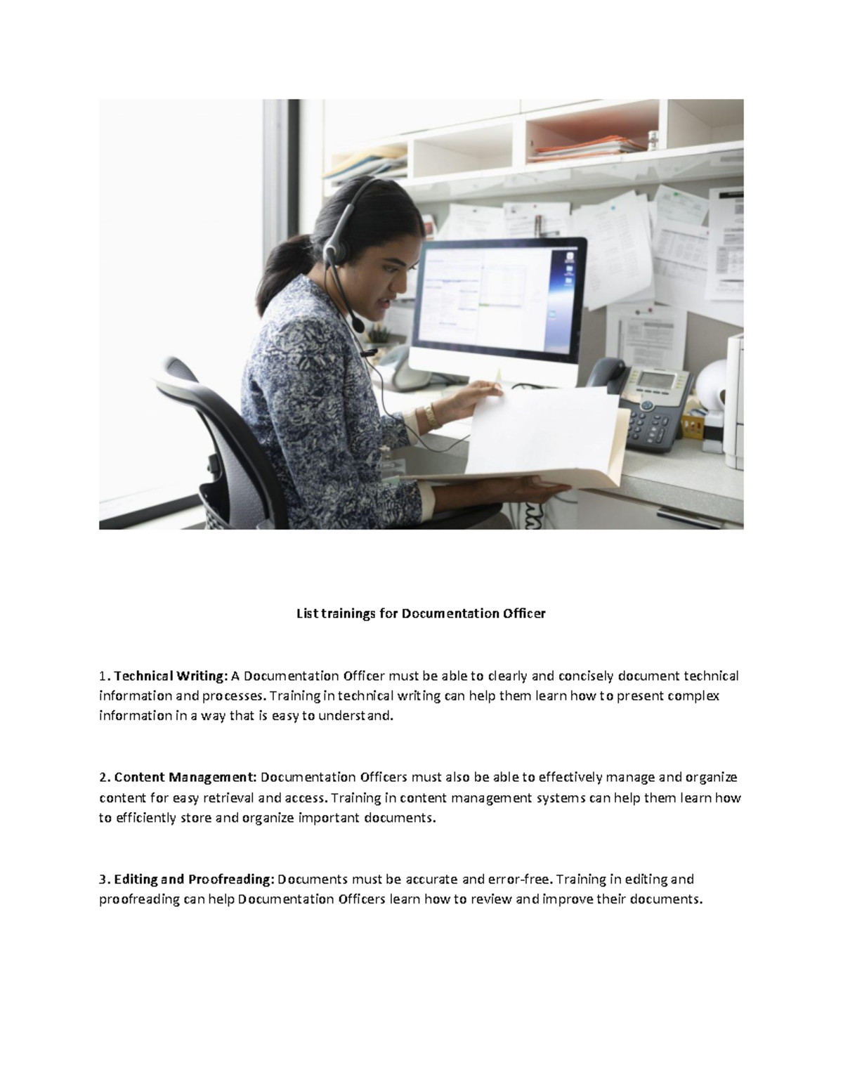 Documentation Officer - Training - List trainings for Documentation Officer Technical Writing: A ...