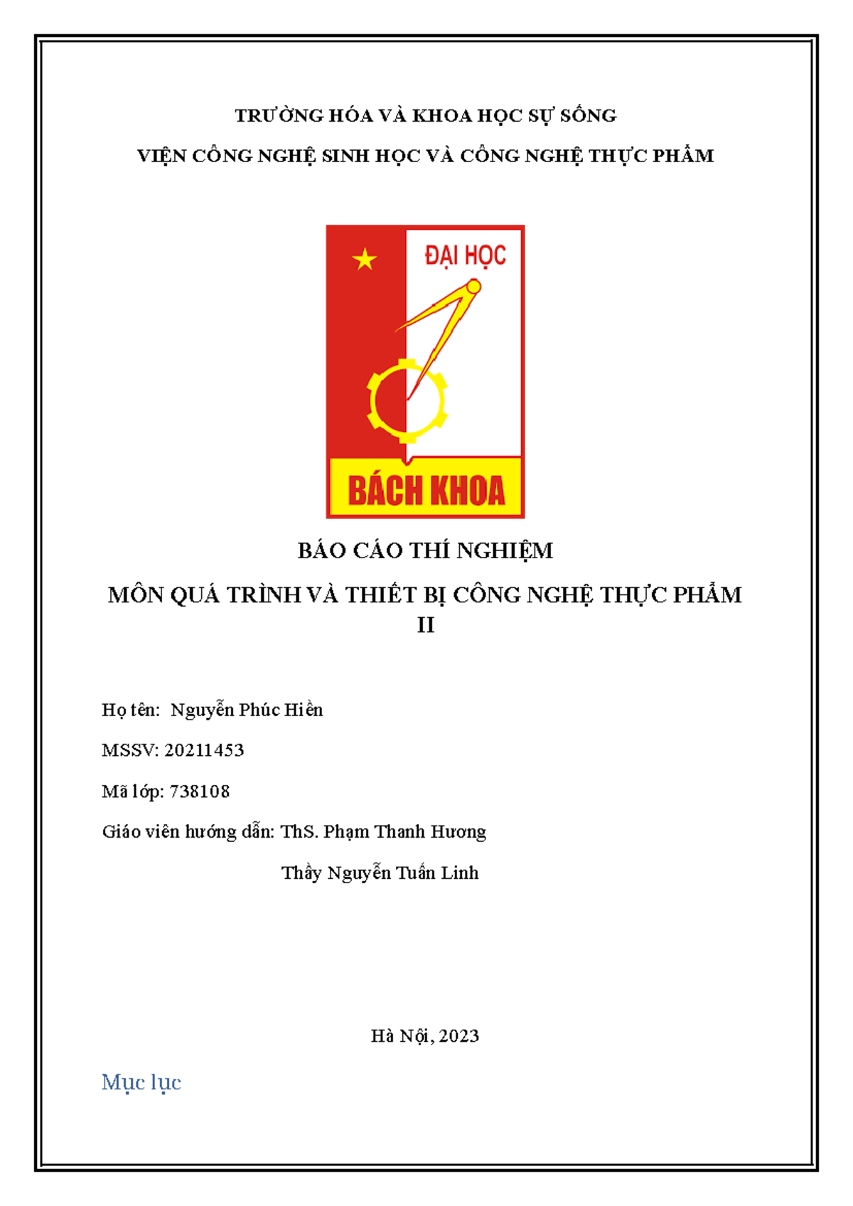 Báo cáo tn công 2 - bnvh - TRƯỜNG HÓA VÀ KHOA HỌC SỰ SỐNG VIỆN CÔNG ...