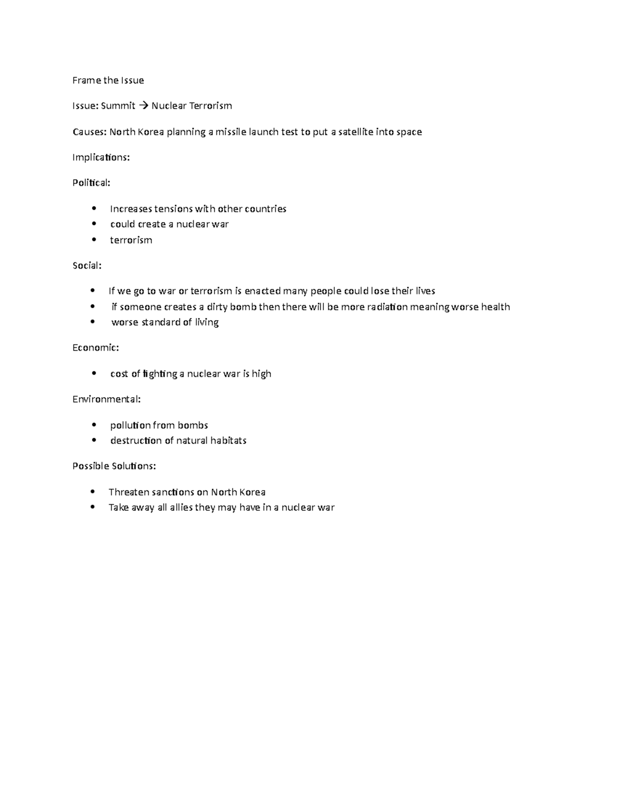 Frame the Issue project terrorism - Frame the Issue Issue: Summit ...