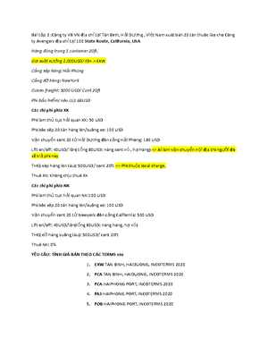 BÀI TẬP BẢO HIỂM HÀNG HÓA- 1 - BÀI T ẬP 1: Công Ty Vietlog xuấất kh ẩu lô hàng đ ậu xanh cho ...