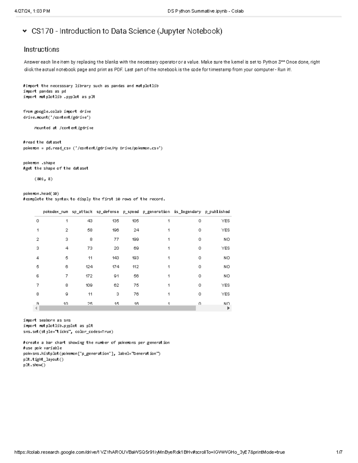 Sadsad DS Python Summative.ipynb - Colab - Instructions Answer each line item by replacing the ...